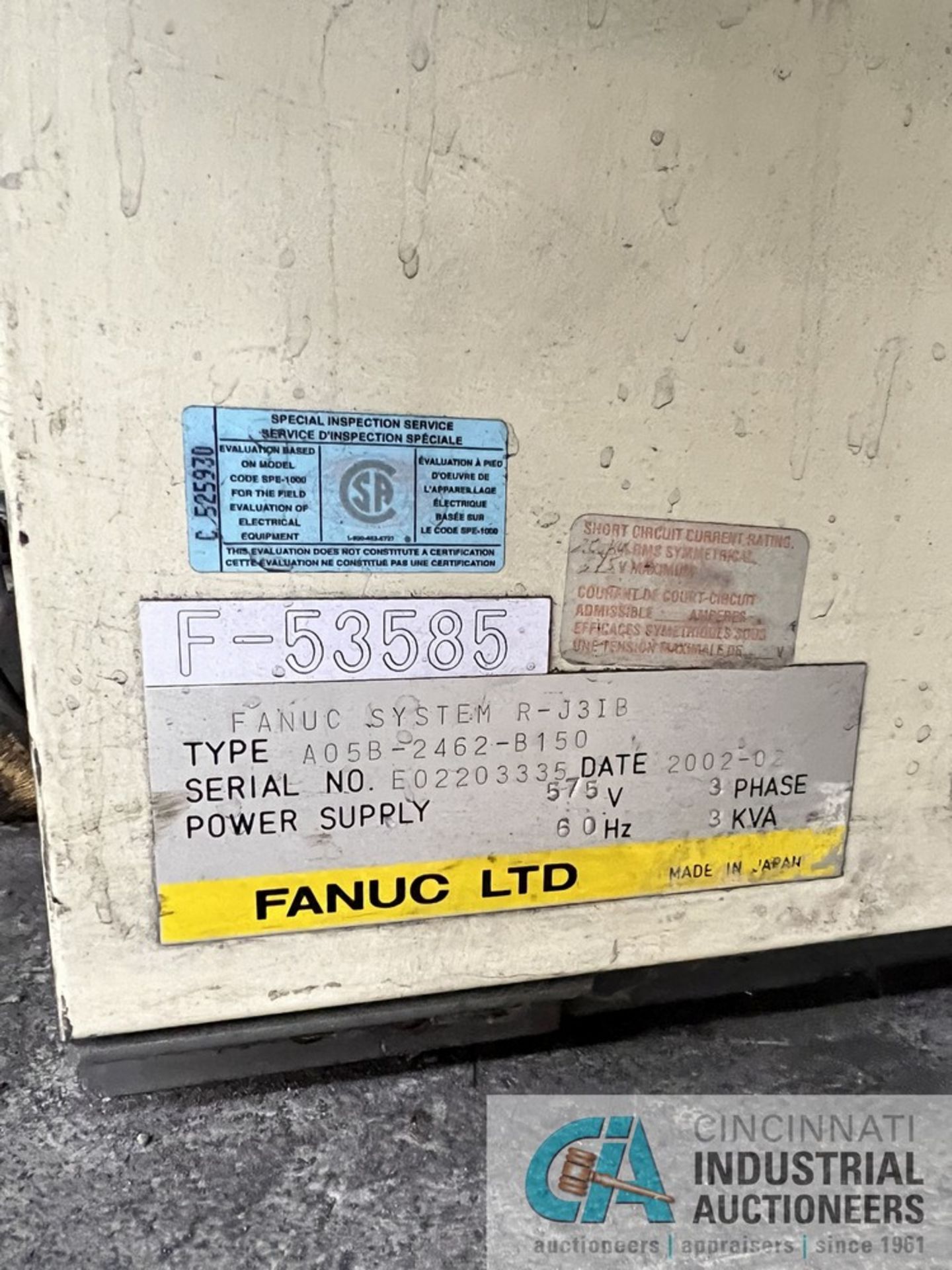 FANUC MODEL M-6ib ROBOT; S/N R02375270, WITH FANUC SYSTEM R-J3iB ...