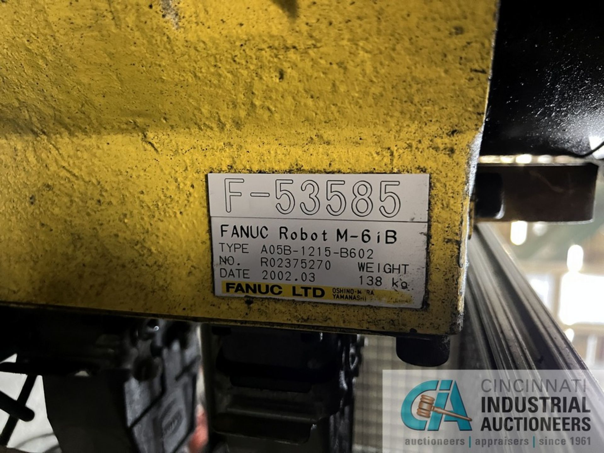 FANUC MODEL M-6ib ROBOT; S/N R02375270, WITH FANUC SYSTEM R-J3iB ...