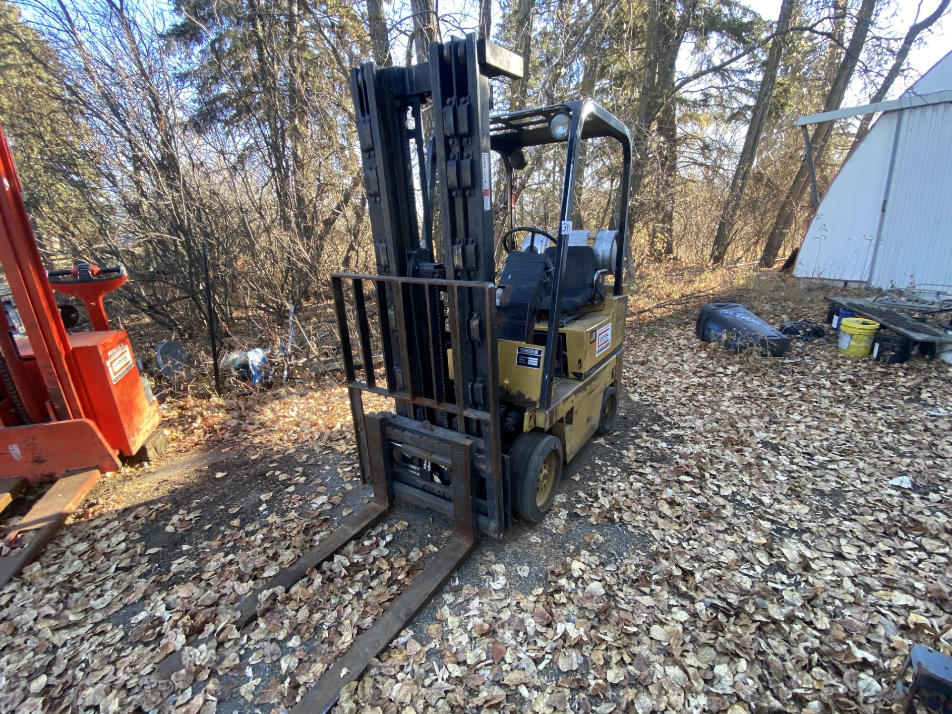CAT MODEL TC40D LPG FORKLIFT SOLID TIRE, 4,000LB CAPACITY, 10FT LIFT ...