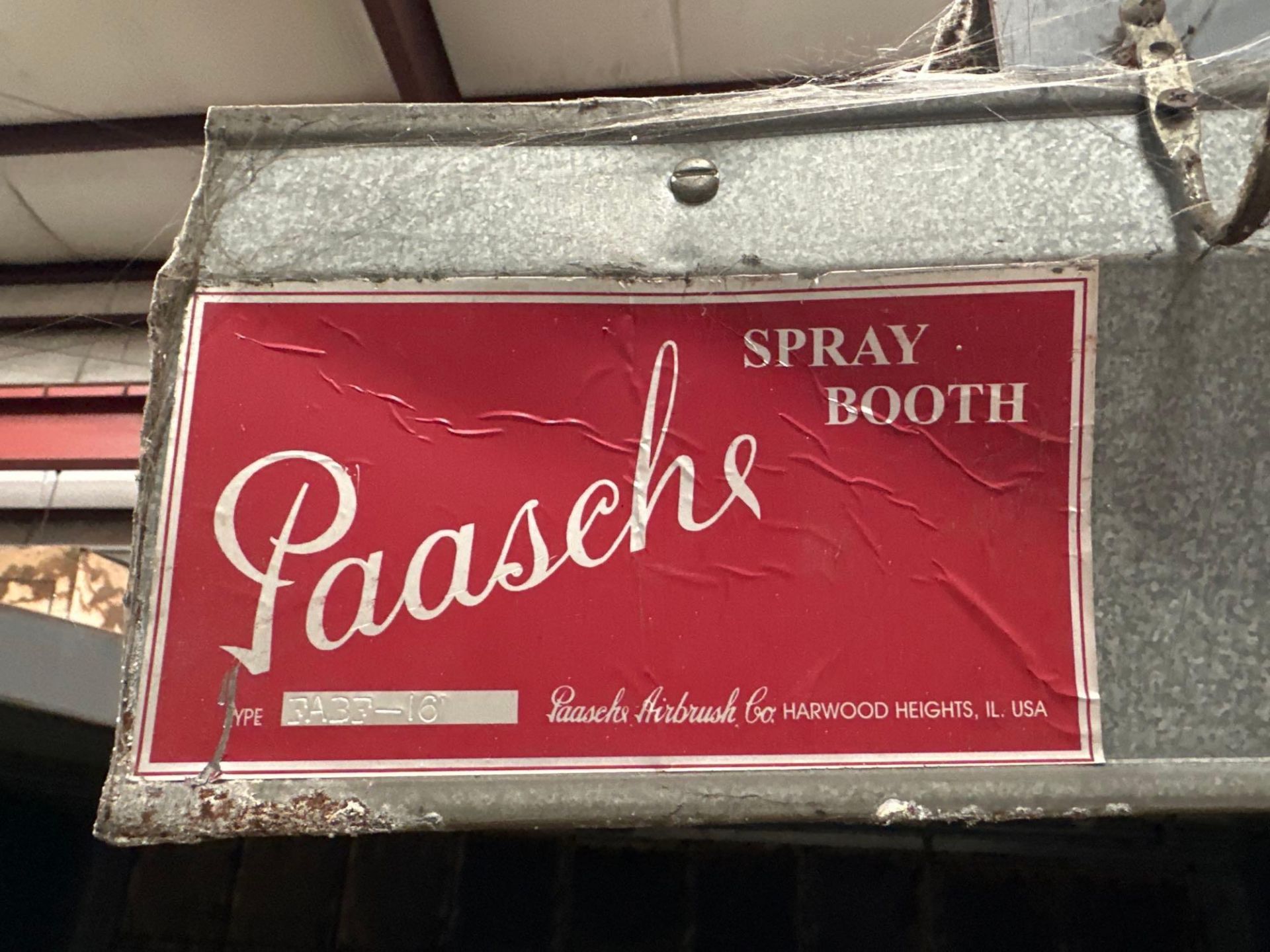Paasche Spray Booth Type: FABF-16, 13’ Deep Walk in, 12’ 9” High, 17’ 6 ...