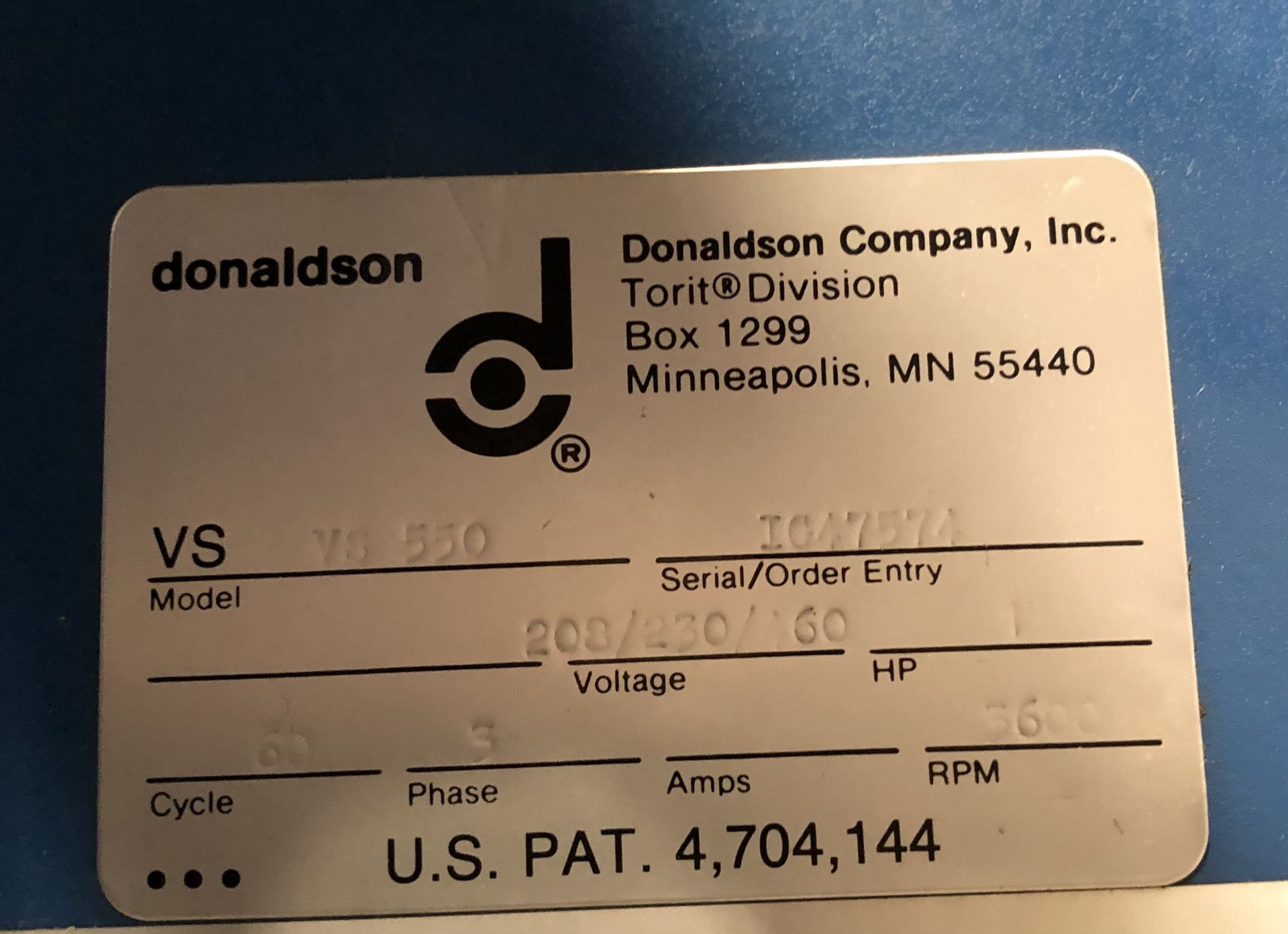 Dust Collector | Donaldson Torit Model VS550 Portable Dust Collector ...