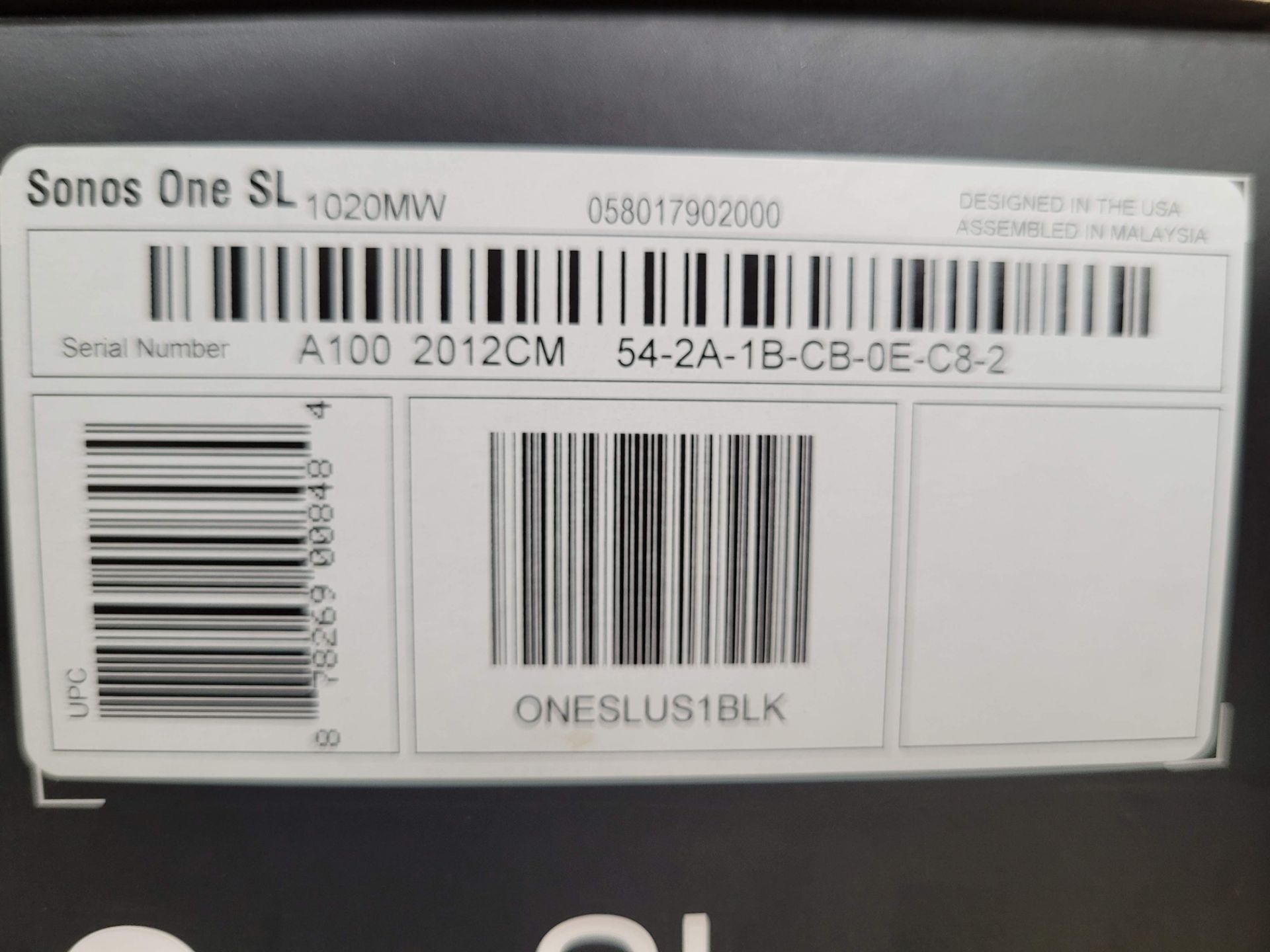 SONOS ONE SL 1020MW SPEAKER, S/N A100 2012CM 54-2A-CB-0E-C8-2