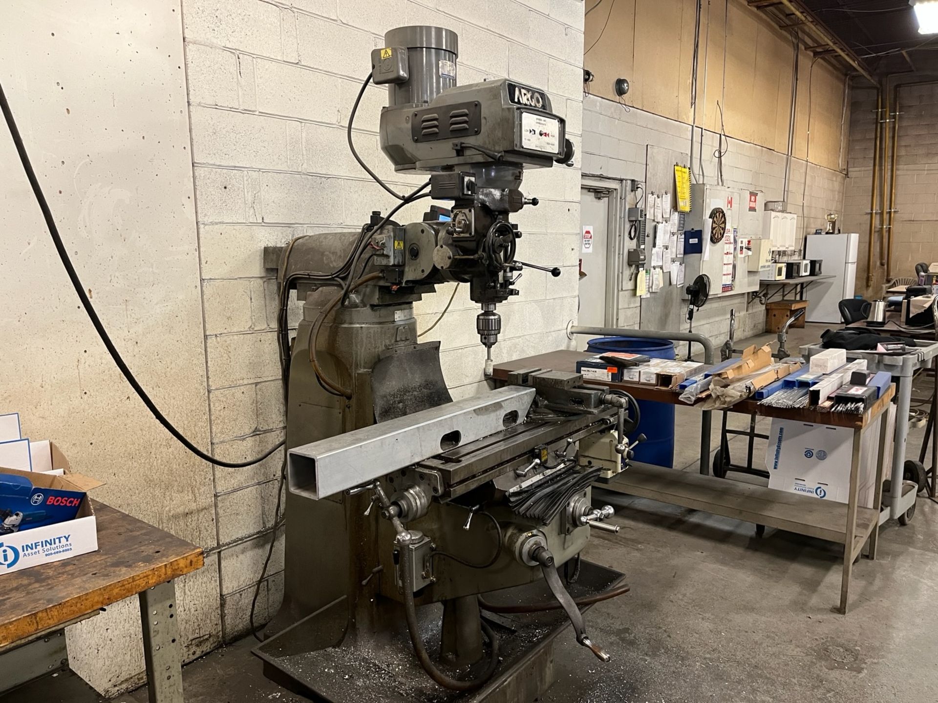 2007 ARGO 2VS VERTICAL MILLING MACHINE, ANILAM WIZARD 500 DRO, POWER ...