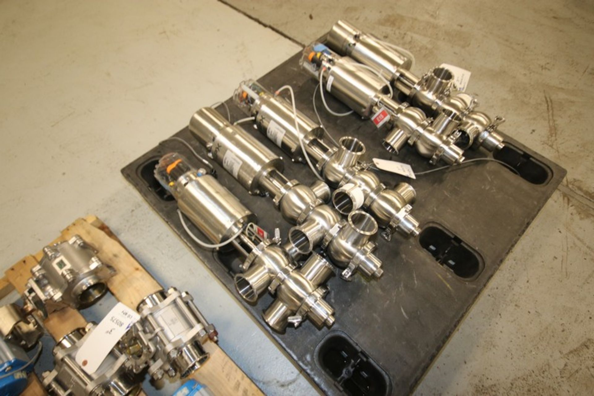 Lot of (3) SPX 3" Clamp Type 3- Way Long Stem S/S Air Valves, with ...