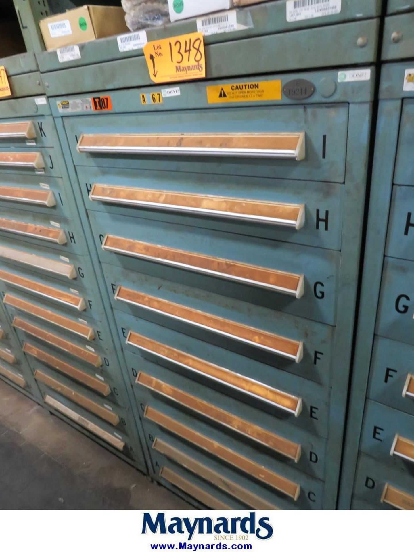 Stanley Vidmar 9-Drawer Parts Cabinet Size 30" W x 28" D x 59" H; With ...