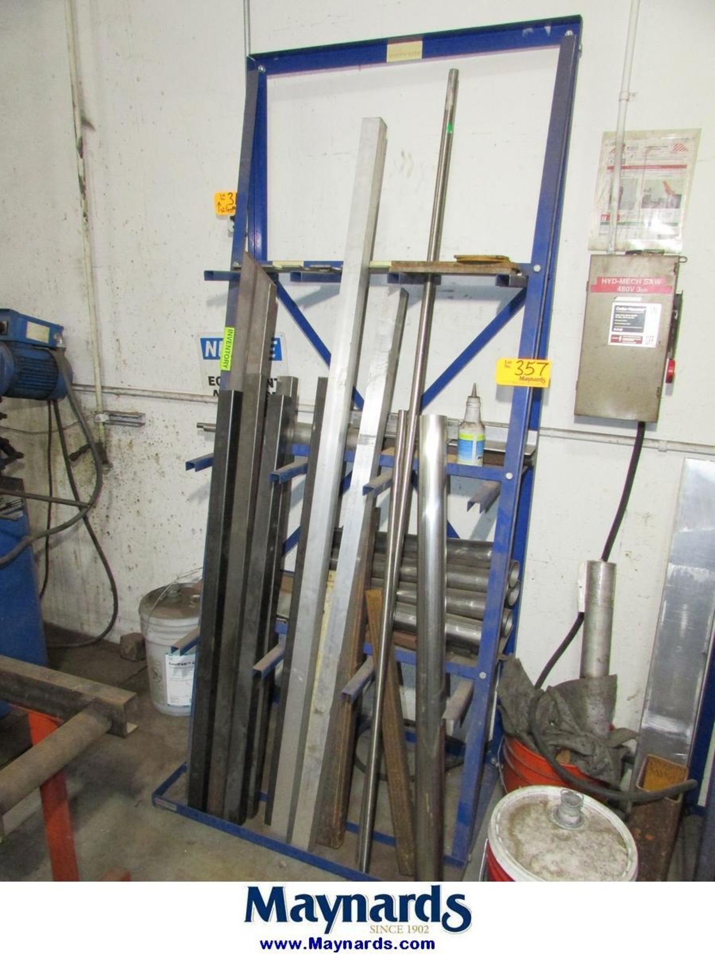 (3) Vertical Material Storage Racks with Assorted Tube and Bar Stock