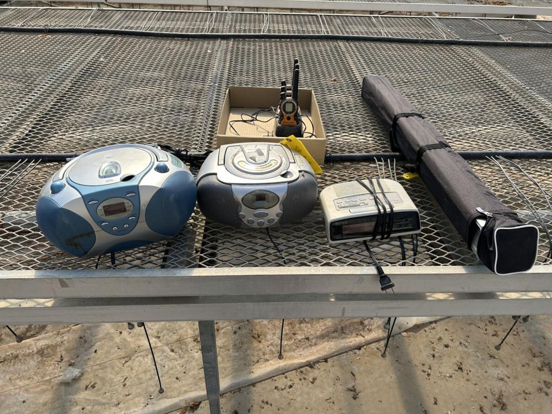 CD/RADIO STEREO'S, ALARM CLOCK, MOTOROLA 2-WAY RADIO, TRADE SHOW DISPLAY