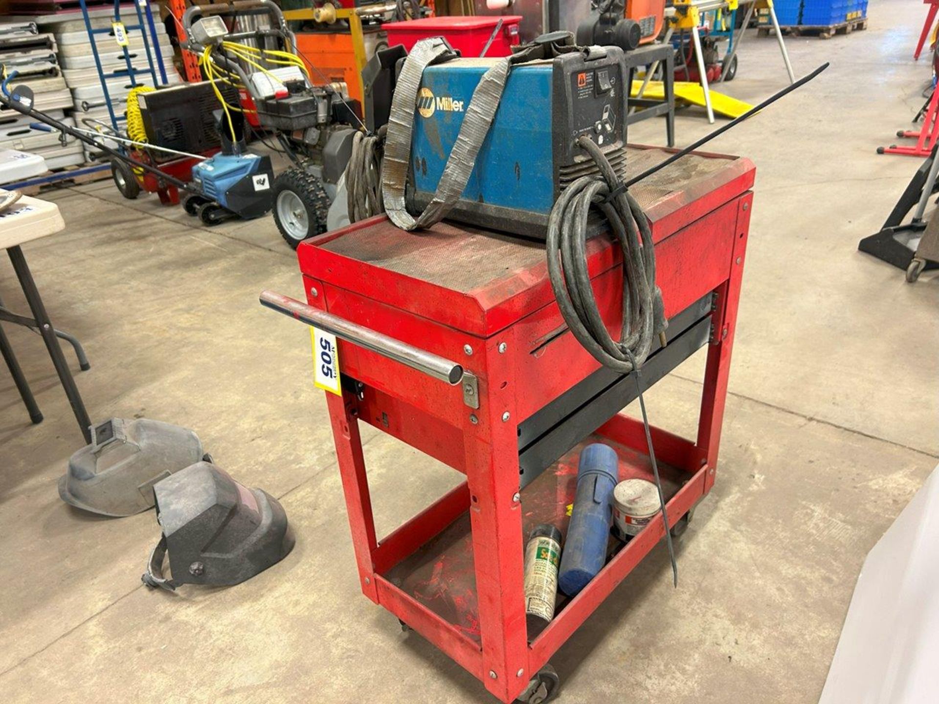 MILLER 150S ARC WELDING SOURCE 115V/220V W/ CABLES, HELMETS, ROLLING ...