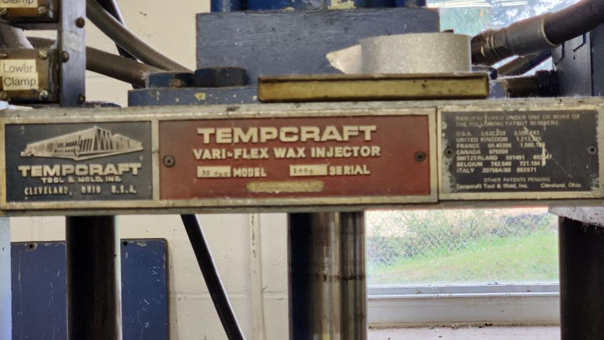 Tempcraft 35-Ton Vari-Flex Wax Injector Machine, S/N 1205, 30-1/4" X 29 ...