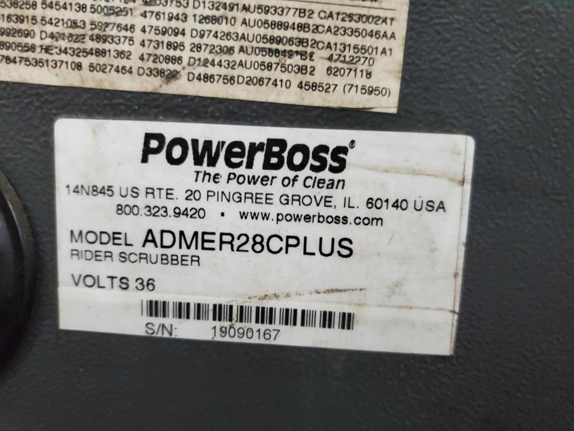 2019 PowerBoss Admiral Electric Floor Scrubber, Model ADMER28CPLUS, S/N ...