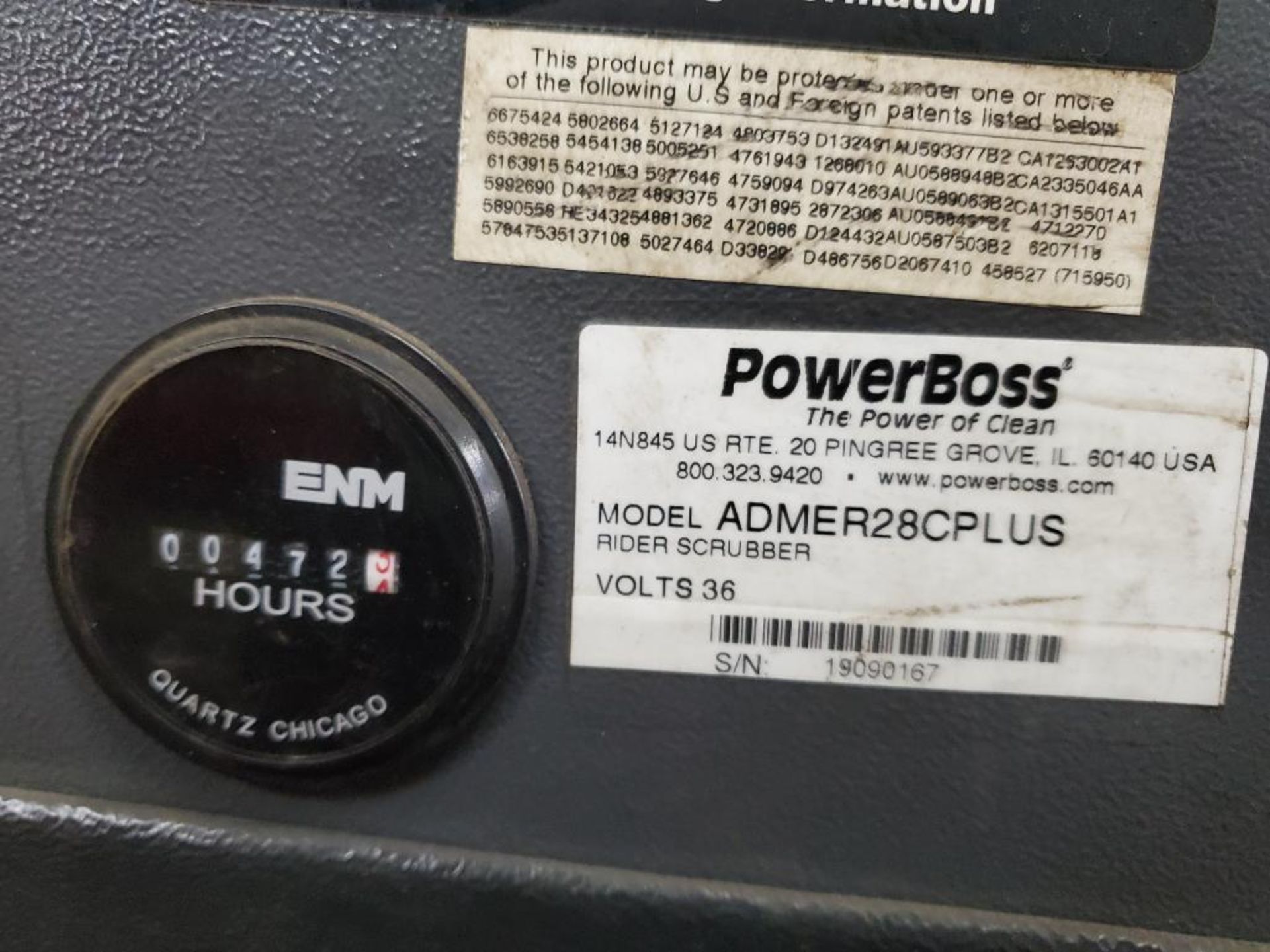 2019 PowerBoss Admiral Electric Floor Scrubber, Model ADMER28CPLUS, S/N ...