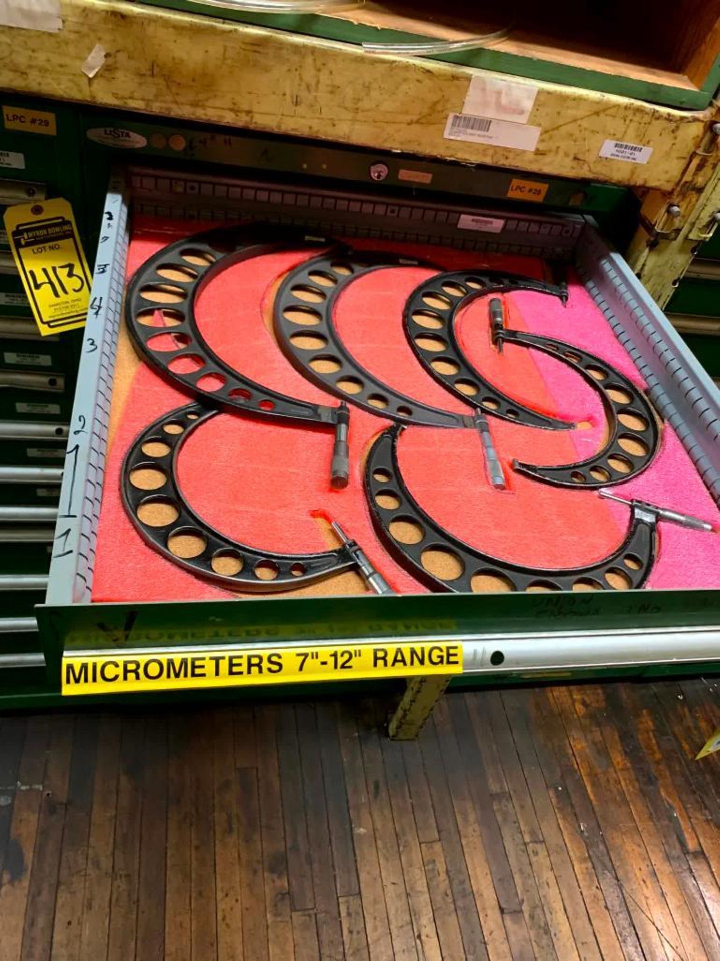 Lista 11-Drawer Cabinet: Assorted Outside Micrometers, Teamers, Drills ...