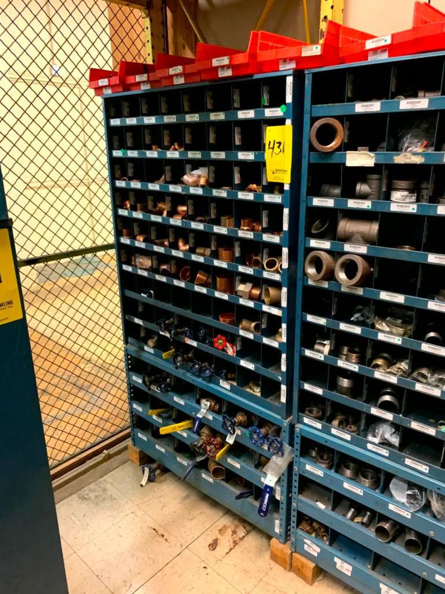 (8) Pigeonhole Bolt Bins w/ Hardware Content, (2) Bowman Lidded Bins w ...