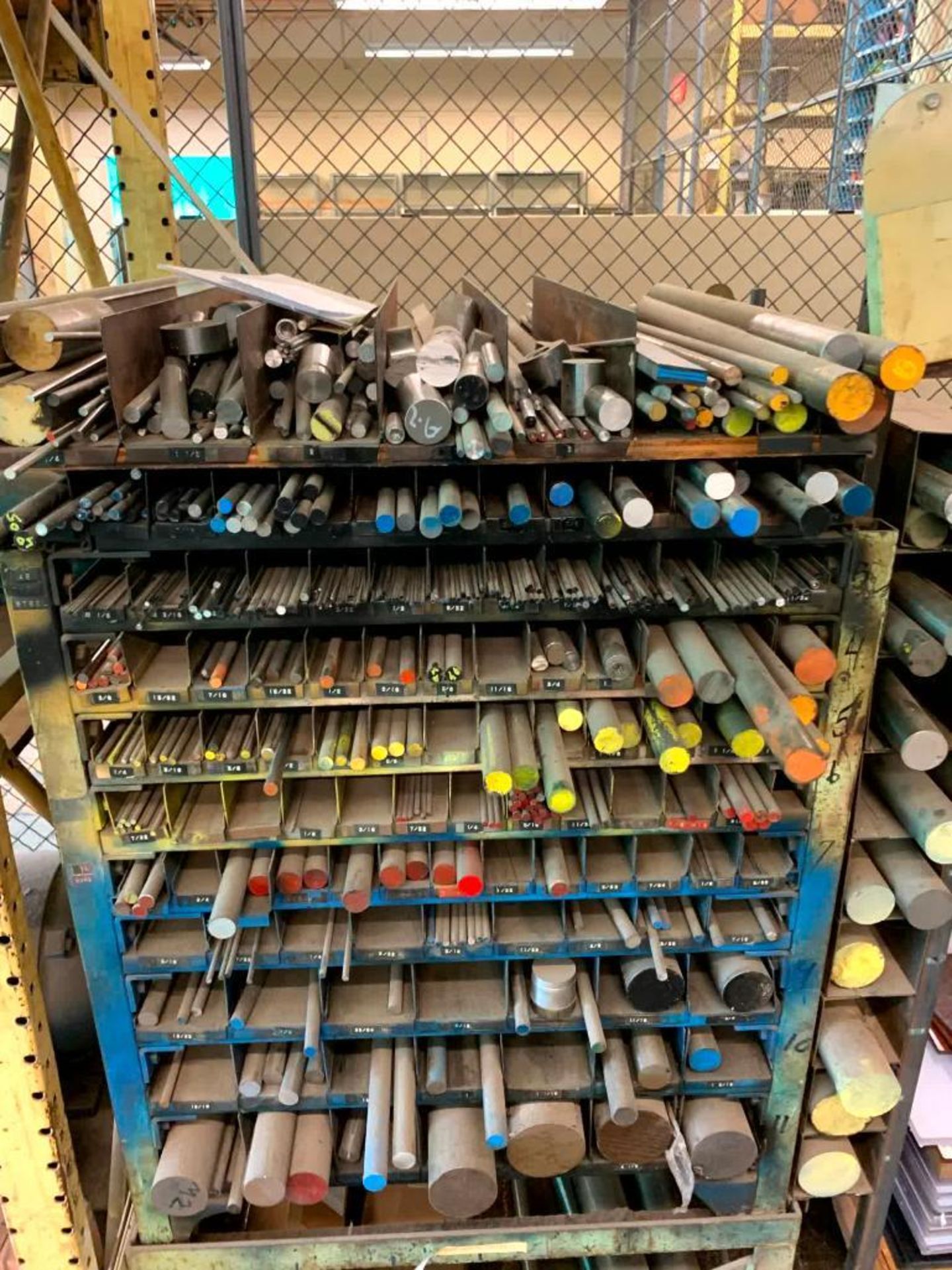 (7) Bays of Shelving w/ Content of Drill Rods, 80/20, Phenolic Panels ...
