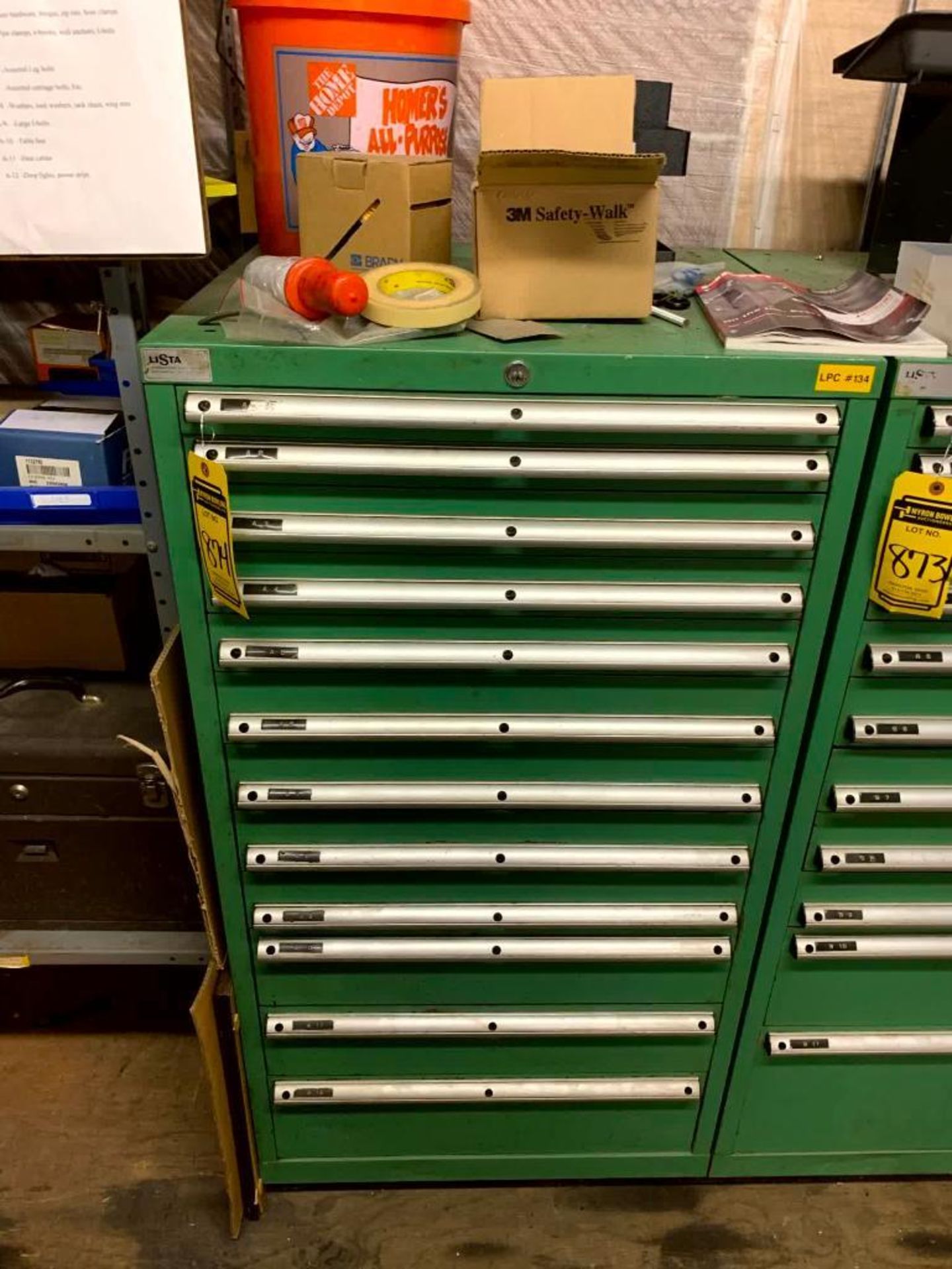 { Group of lots: 873, 874 (P) } Lista 12-Drawer Cabinet w/ Hardware Content