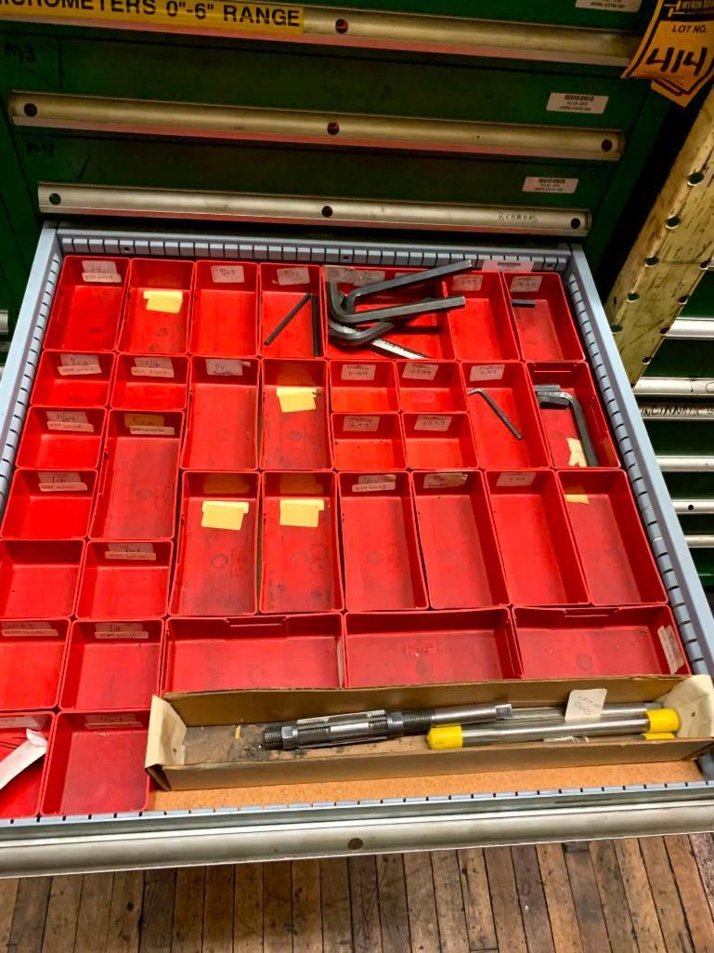 Lista 11-Drawer Cabinet: Assorted Outside Micrometers, Teamers, Drills ...