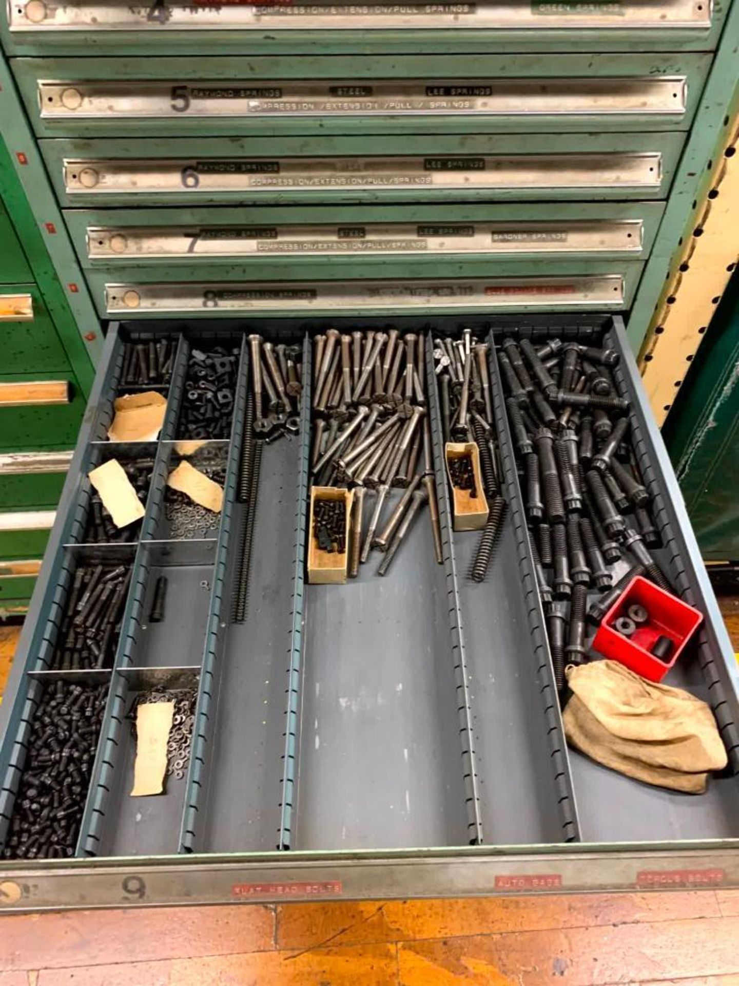Vidmar 14-Drawer Cabinet; Springs, Large C-Clamps, Lifting Chains
