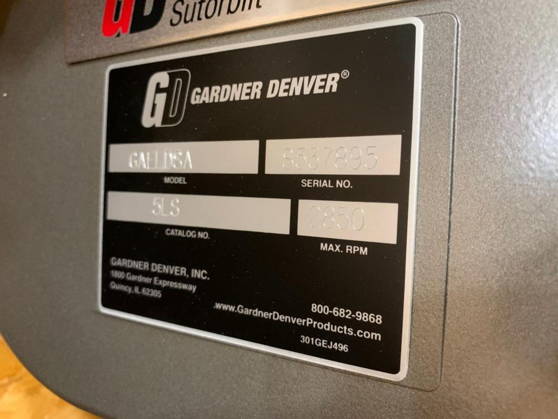 Gardner Denver Vacuum Pump, 2850 RPM, S/N S537895