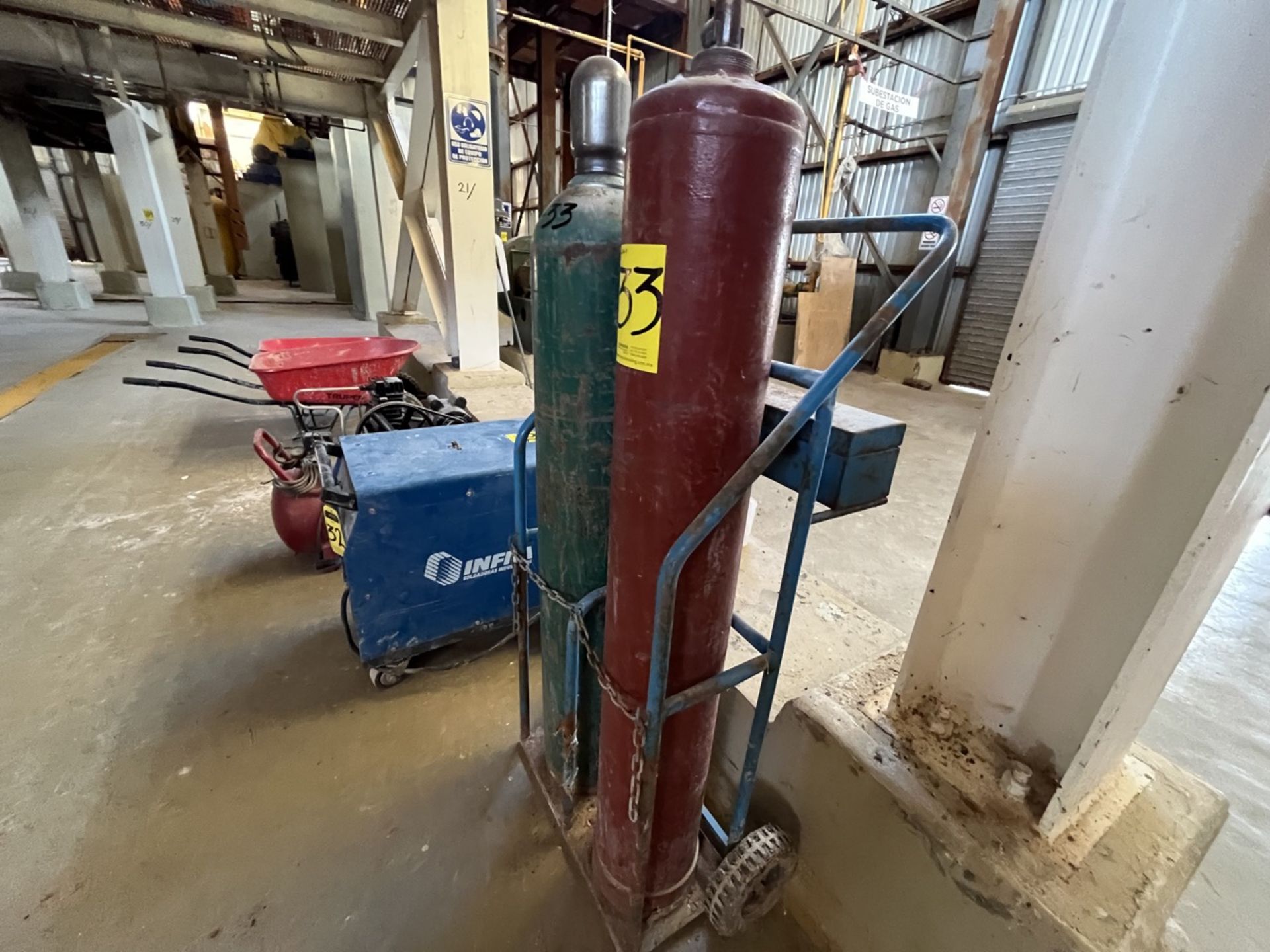 Oxycutting equipment including acetylene tank, oxygen tank and ...
