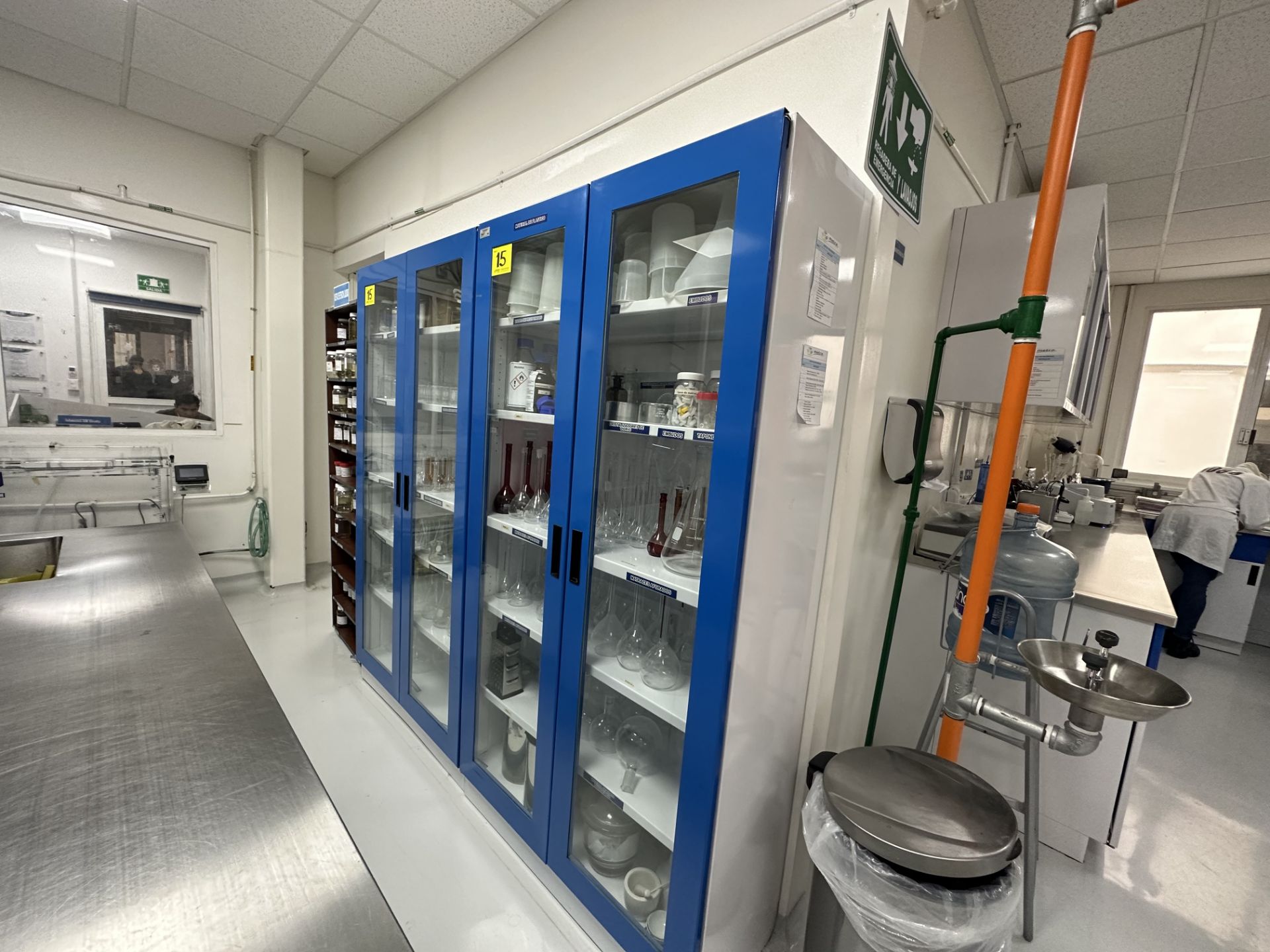 2 Laboratory storage cabinets with interchangeable shelves and glass ...