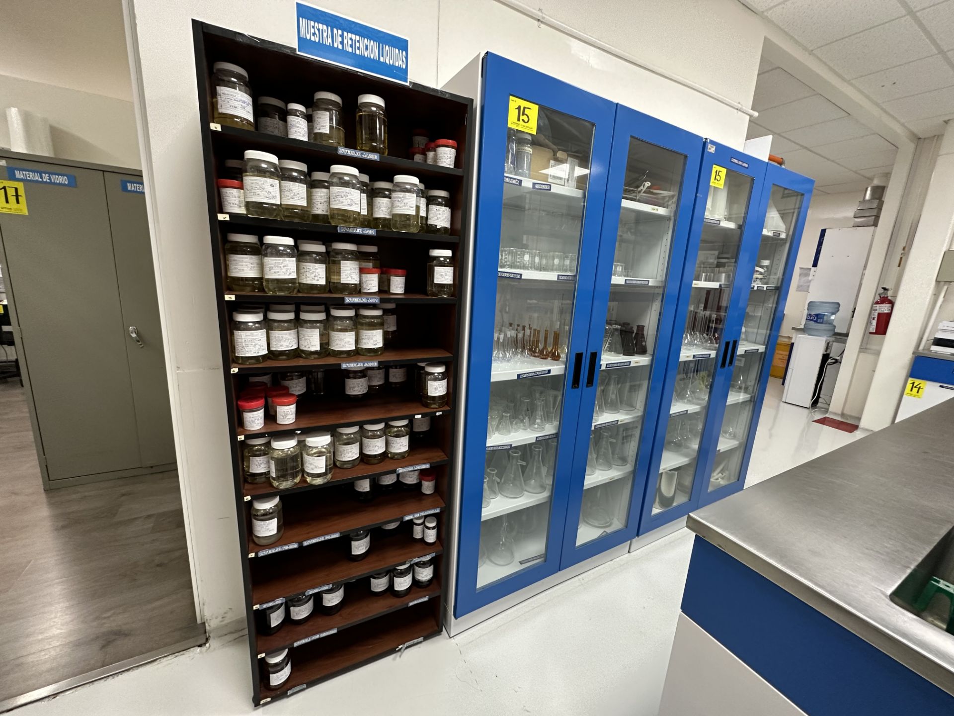 2 Laboratory storage cabinets with interchangeable shelves and glass ...