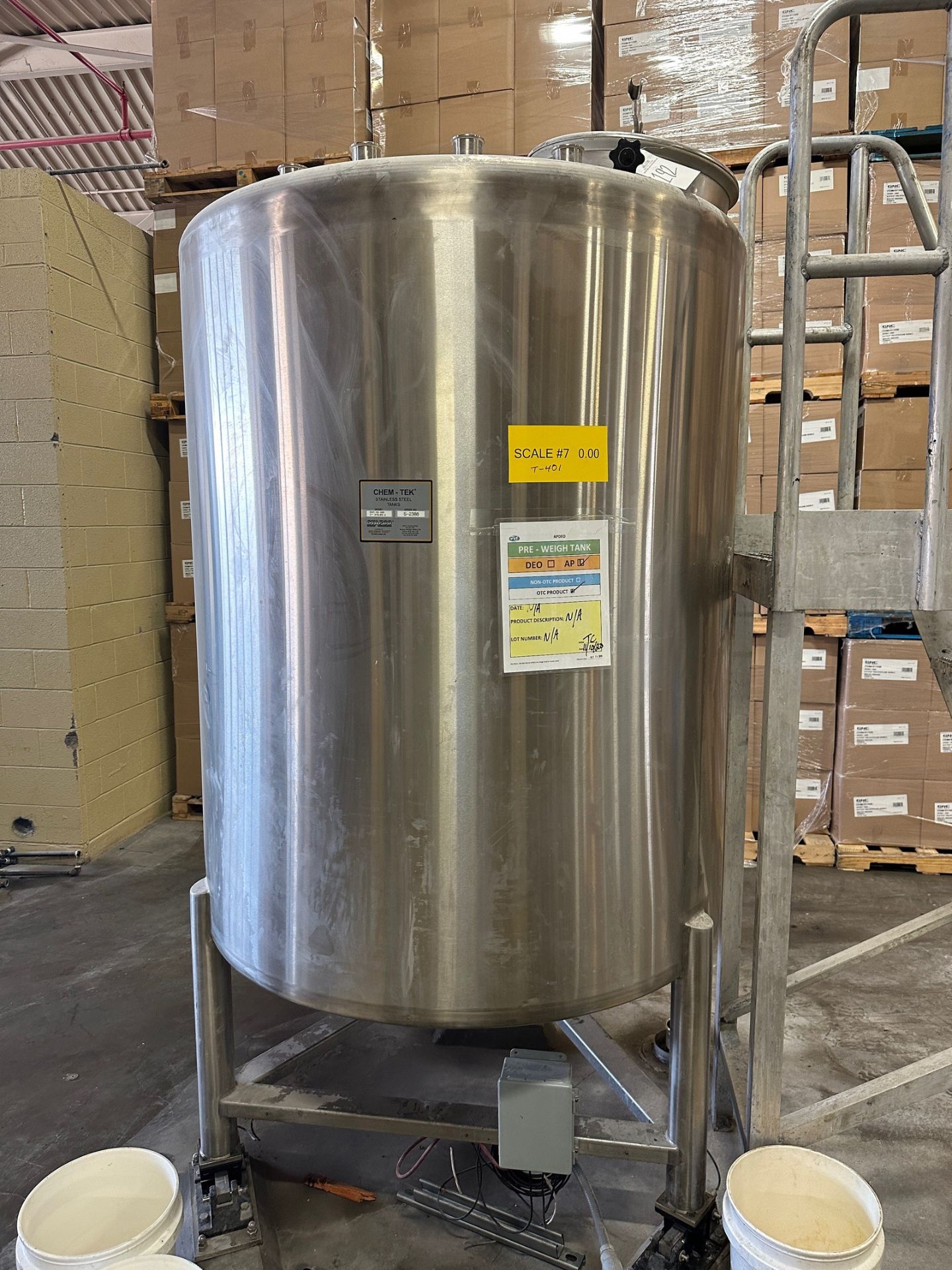 Chemtech Stainless Steel Utility Tank on Load Cells (Approx. 4'6 ...