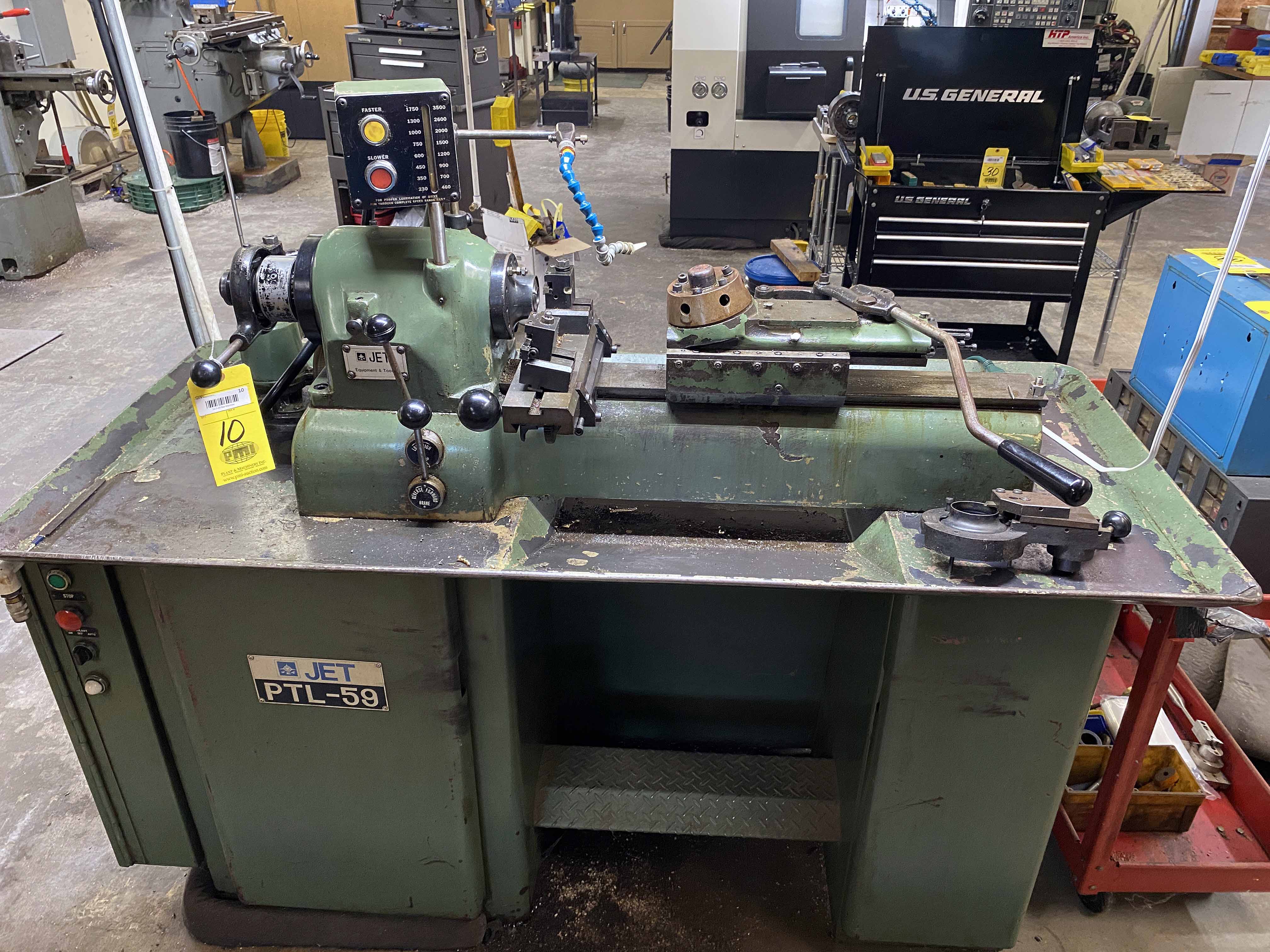 2ND OPERATION LATHE, JET MDL. PTL-59, 6 pos. turret, cross slide ...