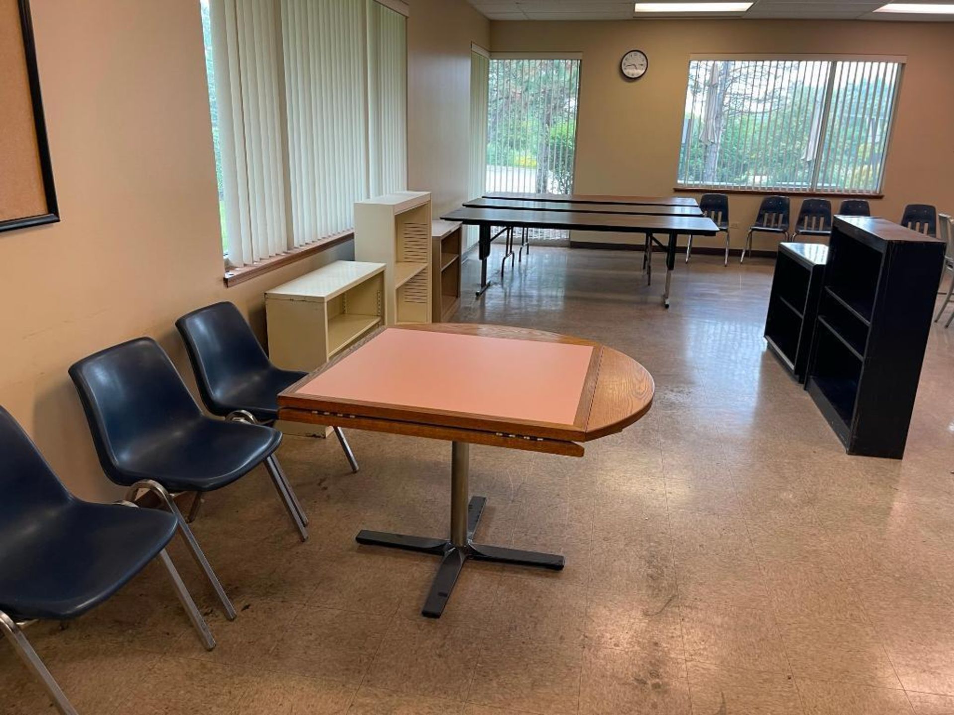 LOT: Contents of Lunch Room: (4) Folding Tables, (2) Round Tables ...