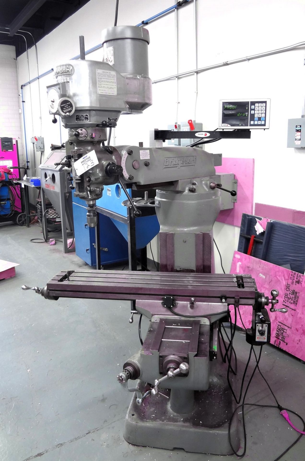 Bridgeport Vertical Mill, 1-1/2 HP, 9" x 42" Table, Power Feed, 60-4200 ...