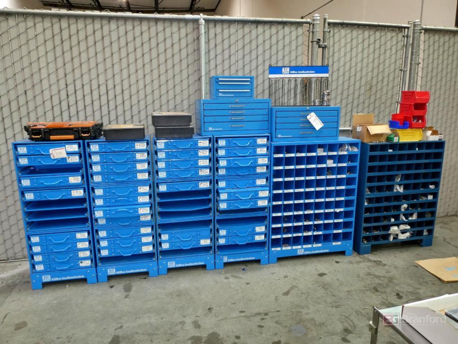 Lot of Tifco Parts Bins and Parts Cabinets w/ Contents to Include: Nuts ...