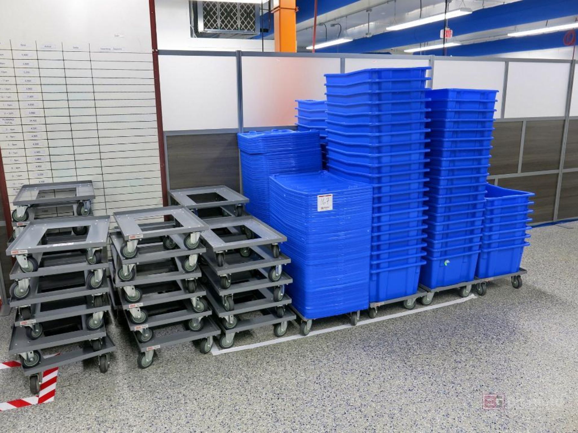 Large Lot of Uline Parts Totes, Sizes 24" x 17-1/2" x 10", w/ Lids & 4 ...