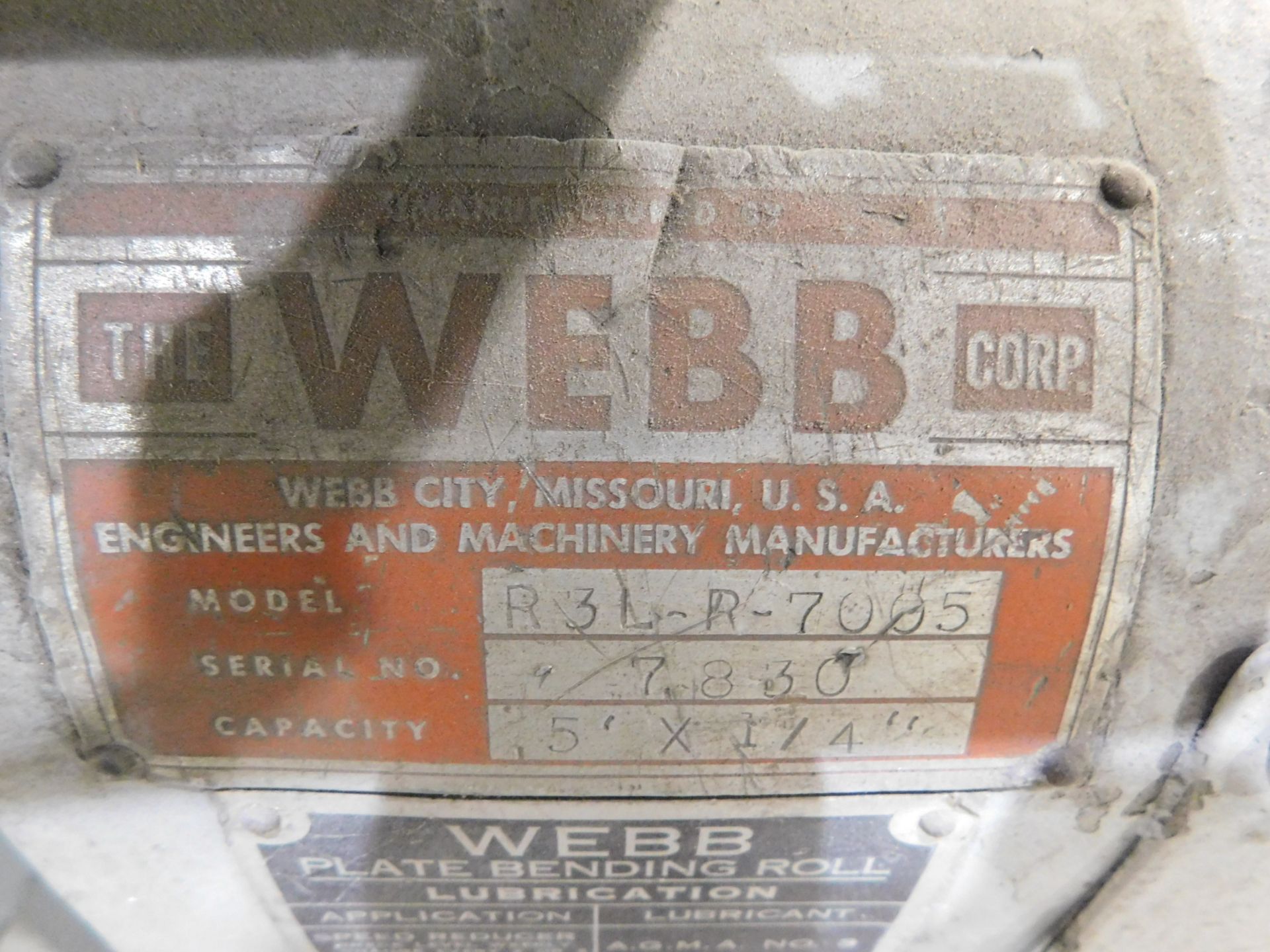 Webb Model R3L-R-7005 Power Initial Pinch Roll, s/n 7830, 5' X 1/4 ...