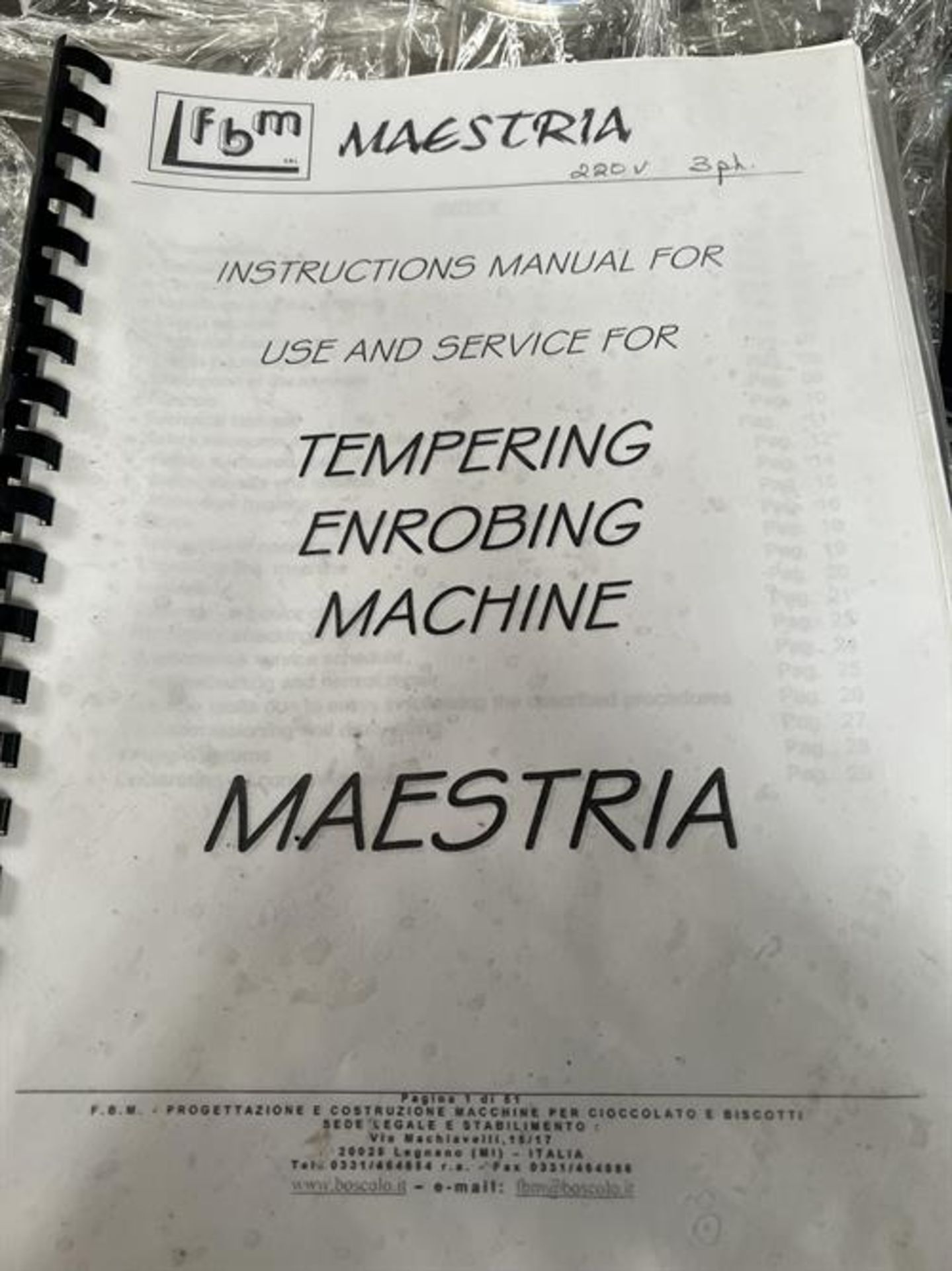 FBM Maestria Tempering Unit with Enrober - Built new in 2013 - Model ...