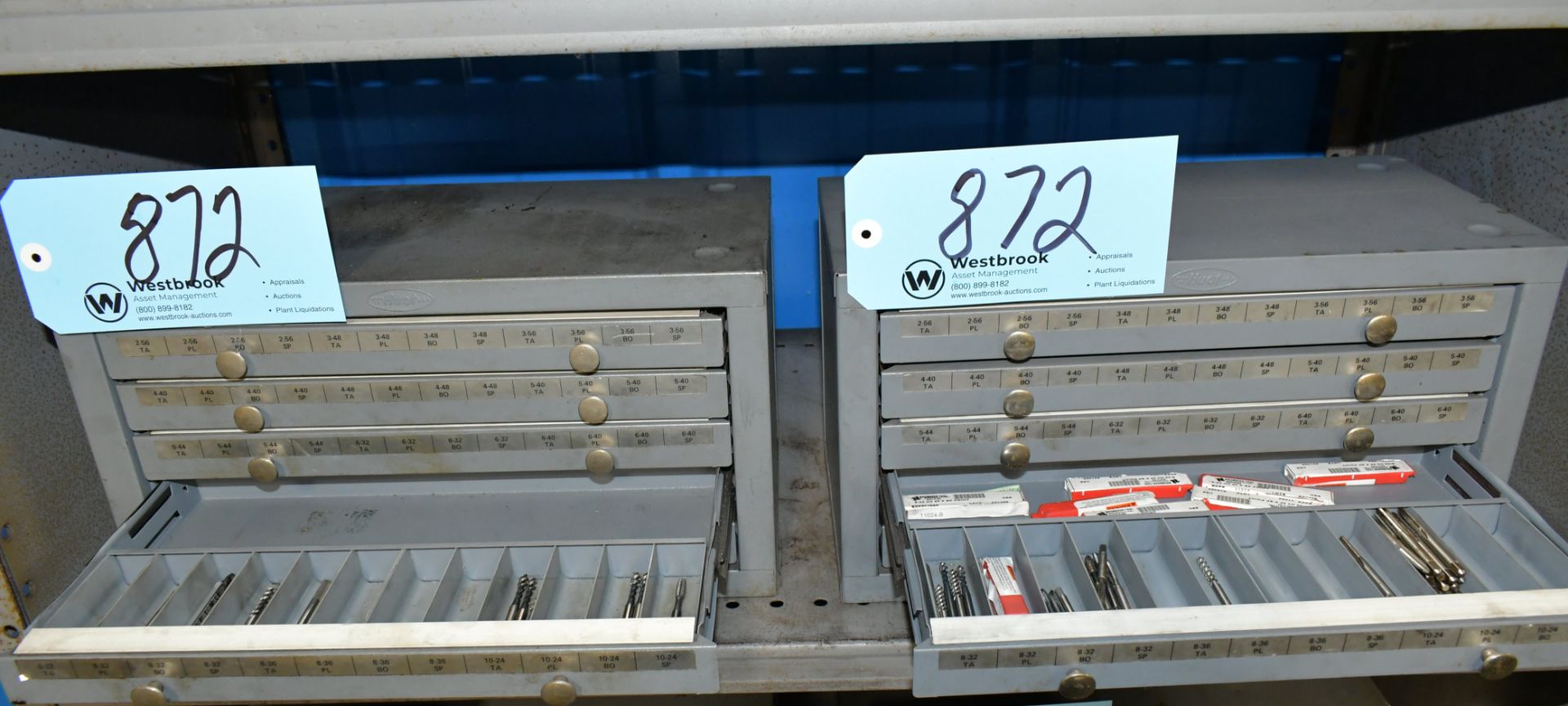 Lot-(2) Huot 5-Drawer Tap Index Cabinets with Taps Contents