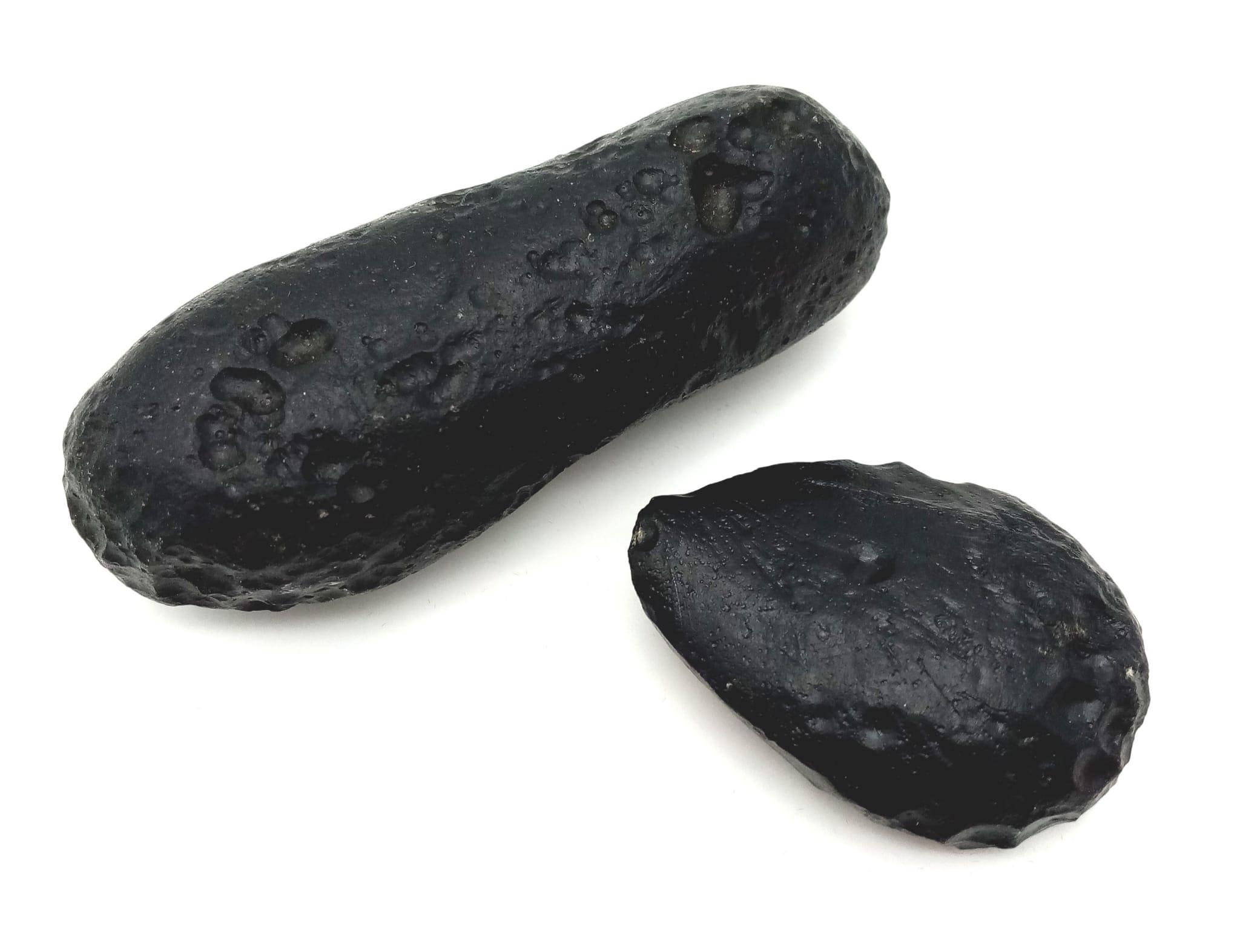 Two very rare, splash-form PHILIPPINITE TEKTITES, molten terrestrial ...