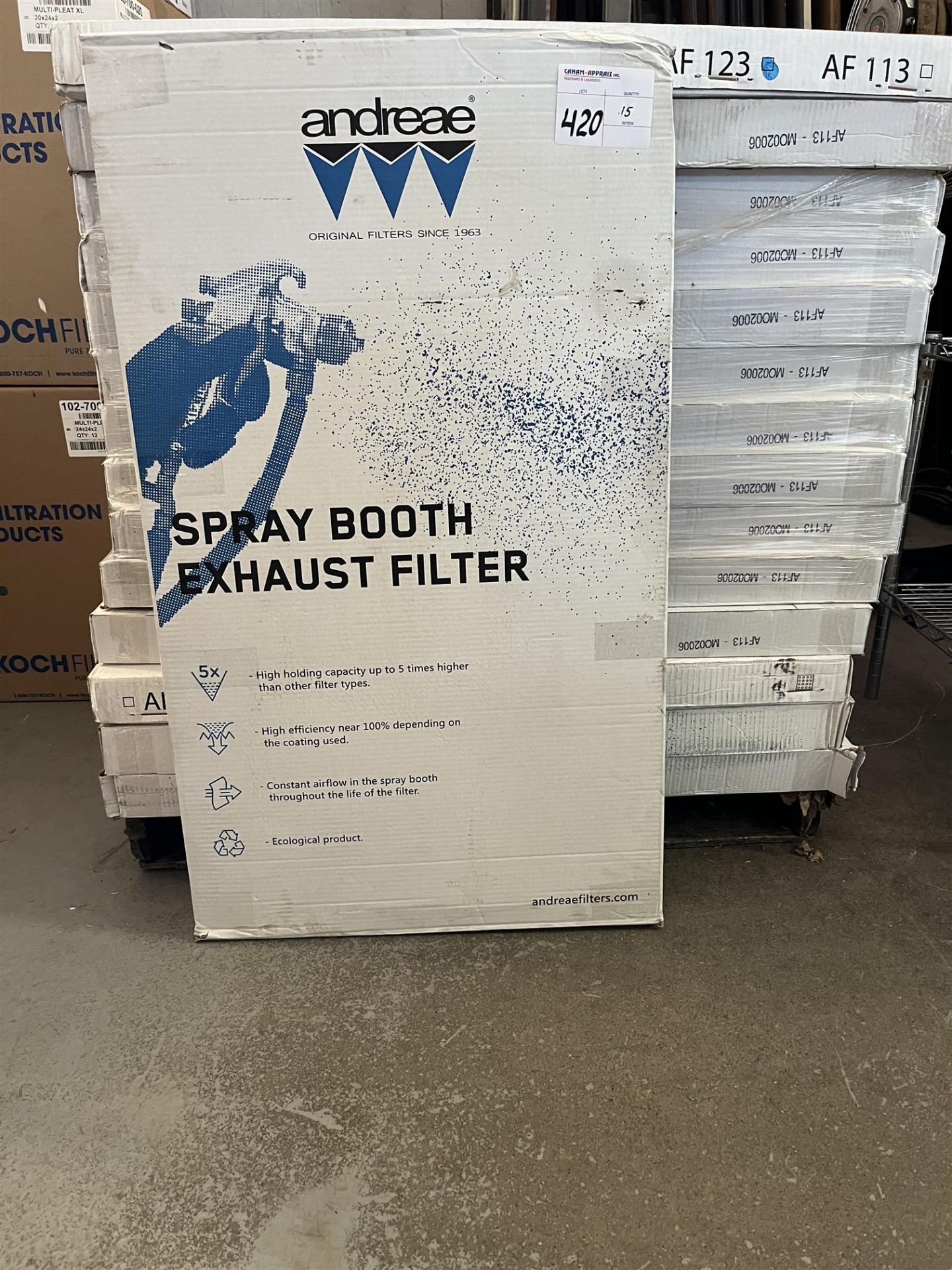 Spray Booth Exhaust Filter - Quantity: x15