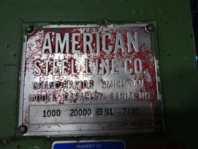 American Steel Line Model 1000 Coil Winder w/ Lift Car, 20,000 lb ...