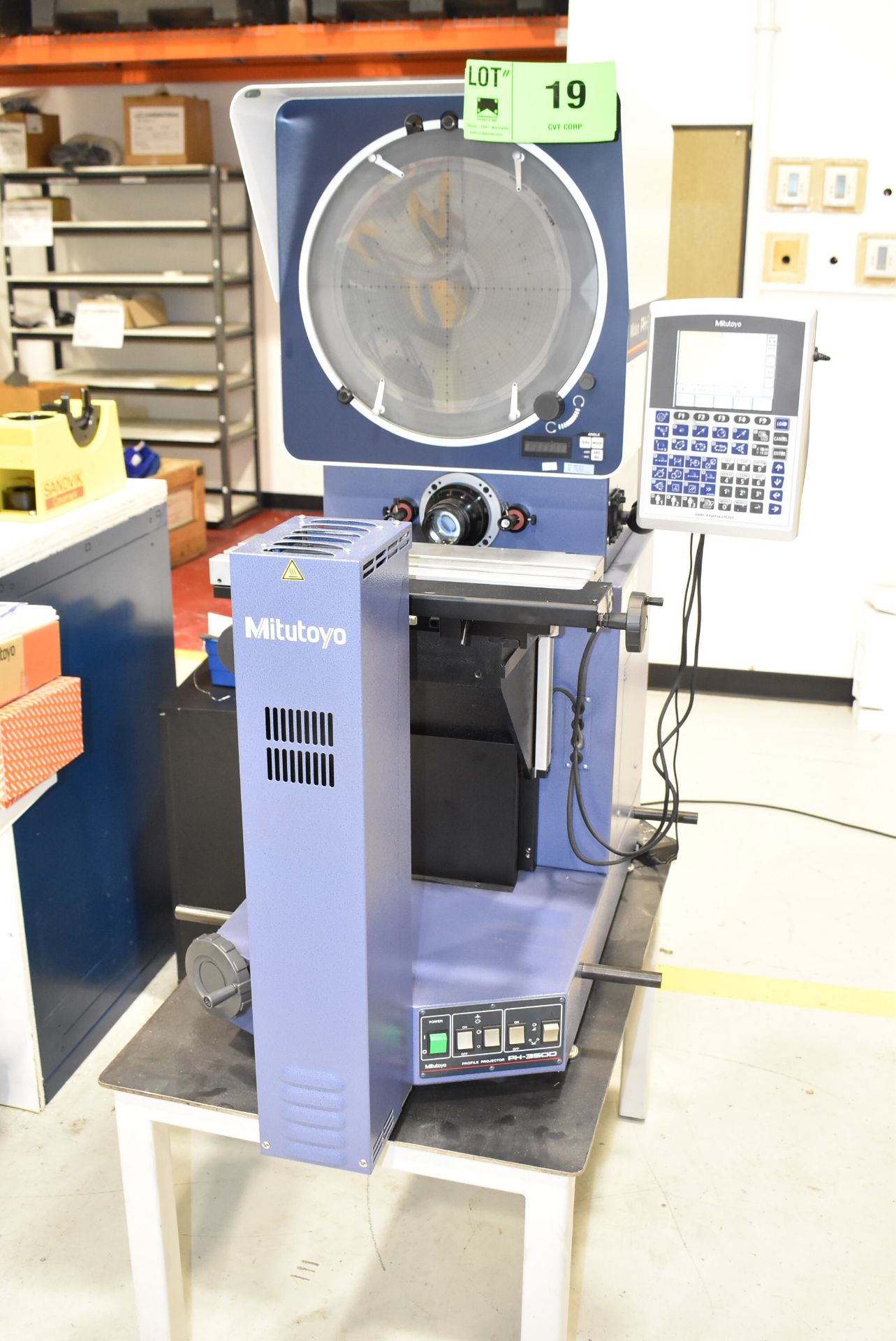 MITUTOYO PH-3500 optical comparator with 14” diameter screen, 10” x 6 ...