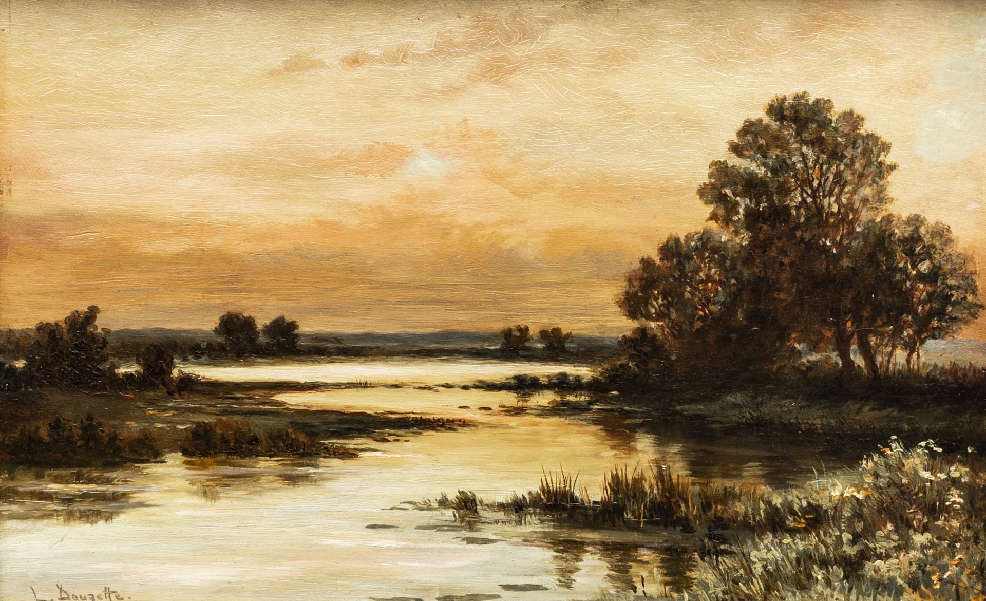 LOUIS DOUZETTE (1834 Triebsees - 1924 Barth) Landschaft bei ...