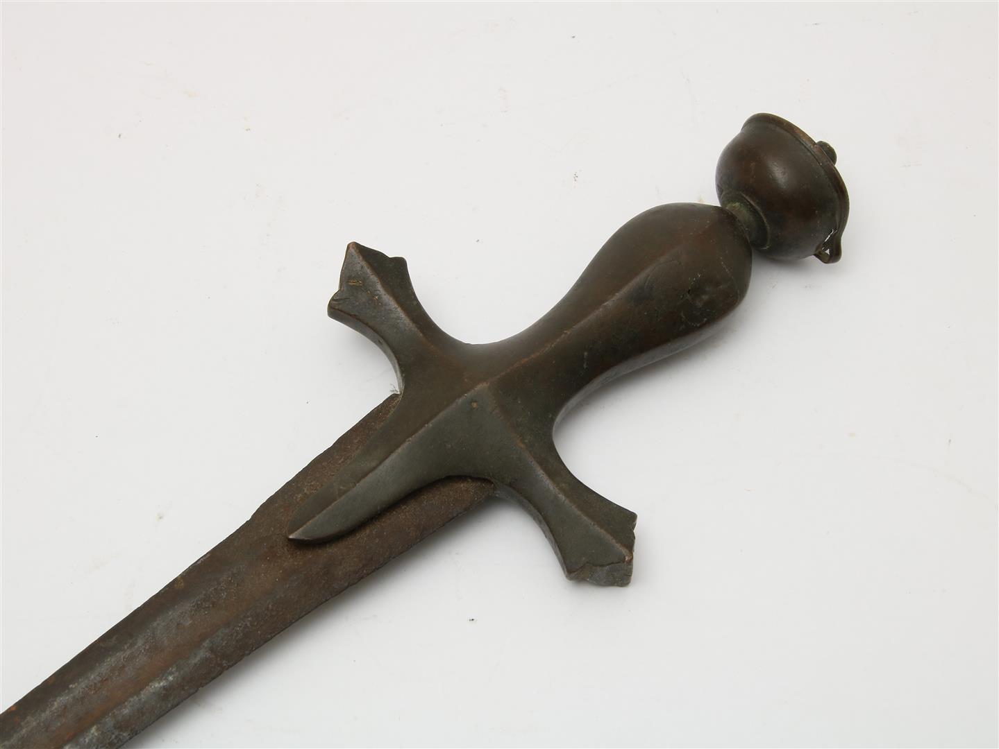 Iron sword with cross-shaped bronze handle without sheath, Tulwar ...