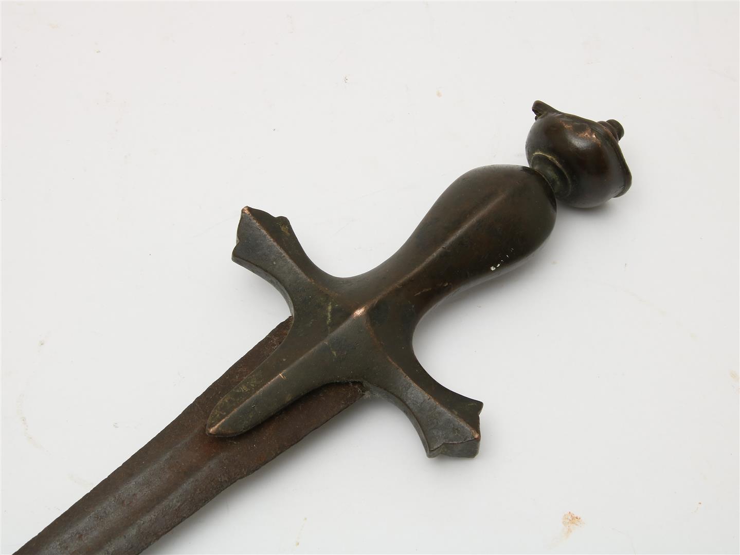 Iron sword with cross-shaped bronze handle without sheath, Tulwar ...