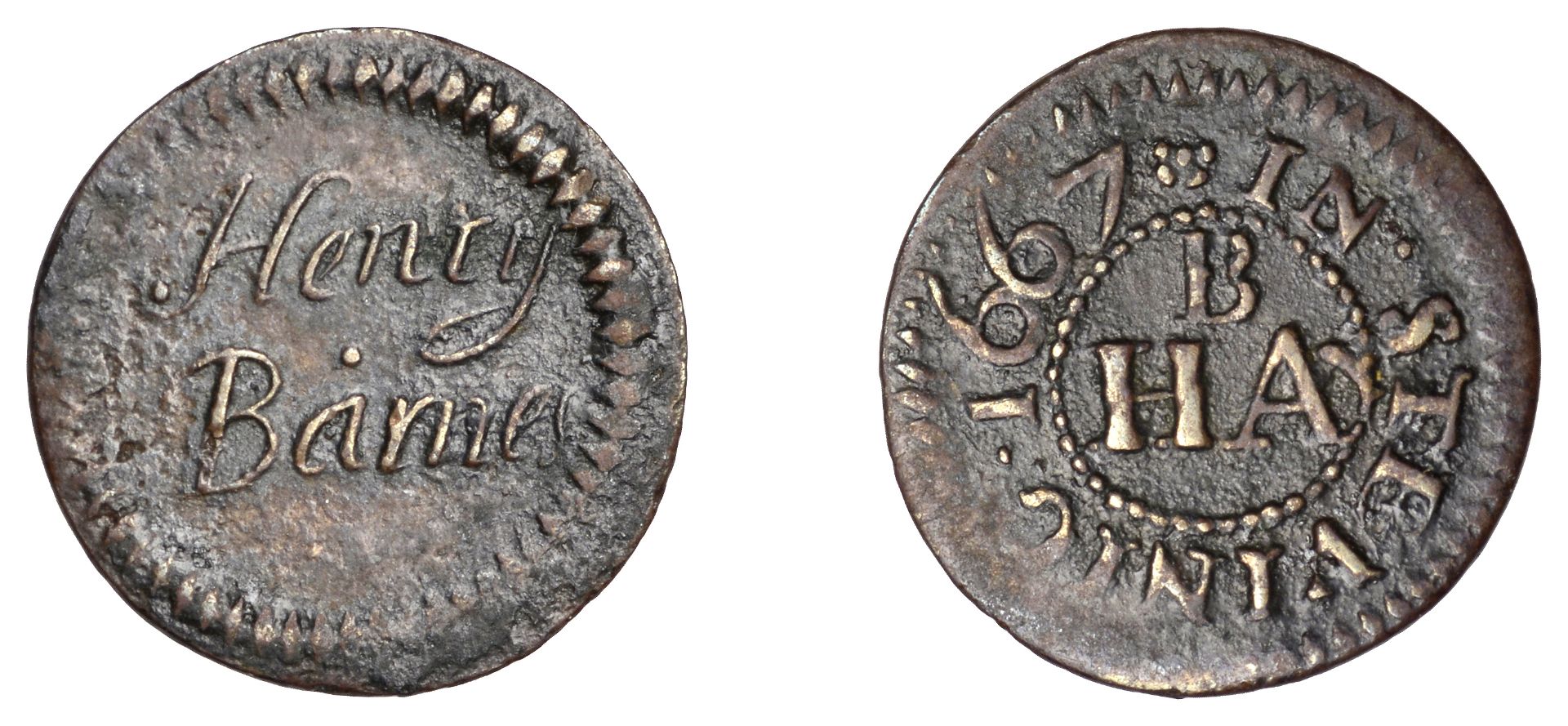 17th Century Tokens, SUSSEX, Steyning, Henry Barnes, Farthing, 1667, 1 ...