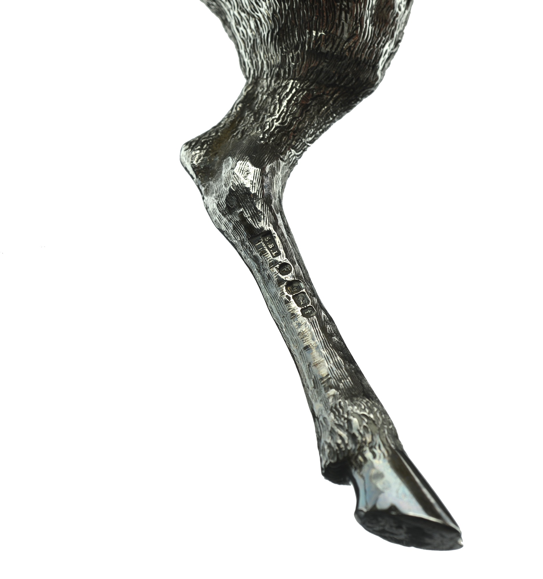 A late 19th century Dutch silver stag table ornament, realistically ...