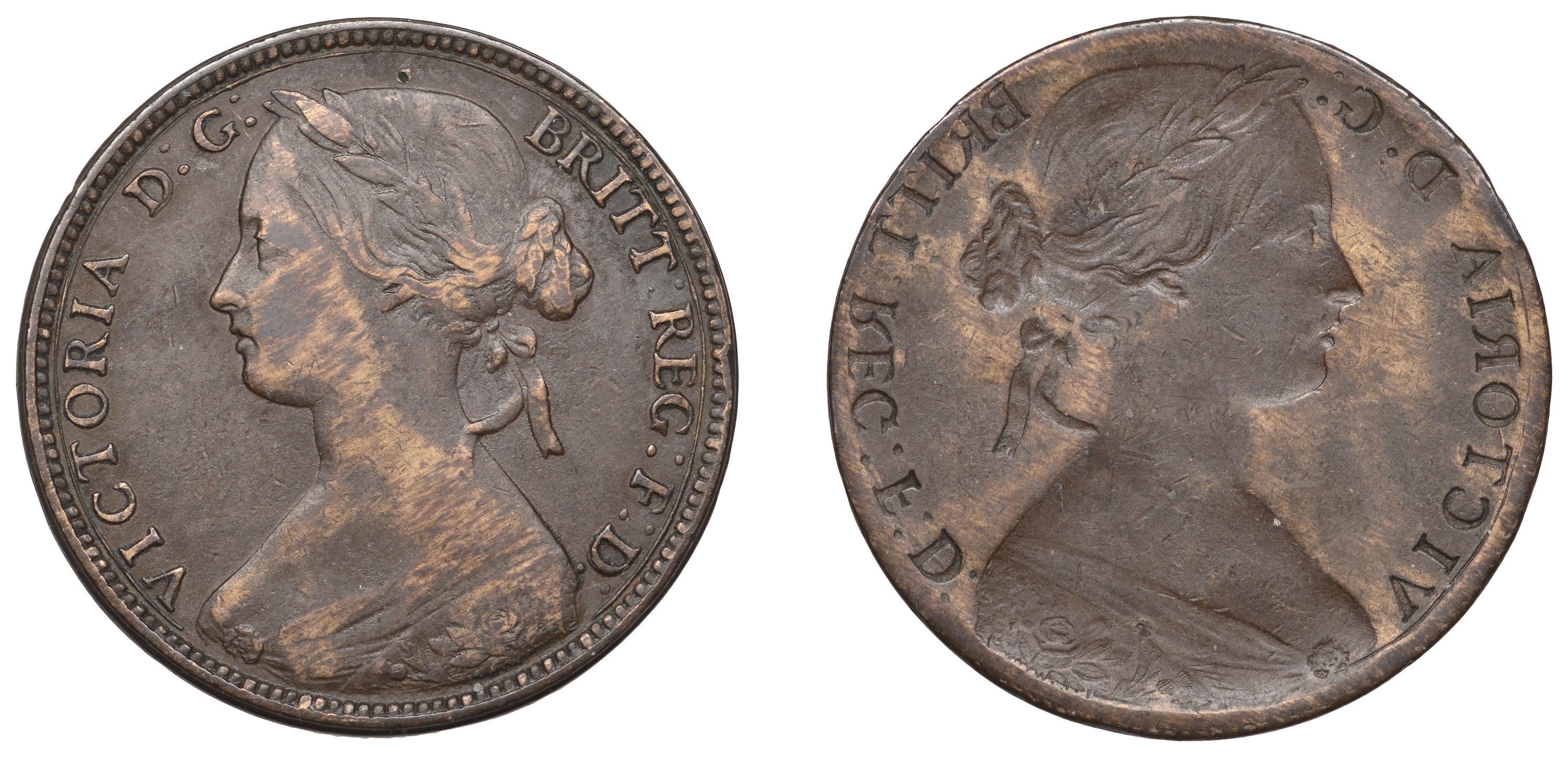 Victoria (1837-1901), Penny, [1860-2], an obv. brockage, toothed ...