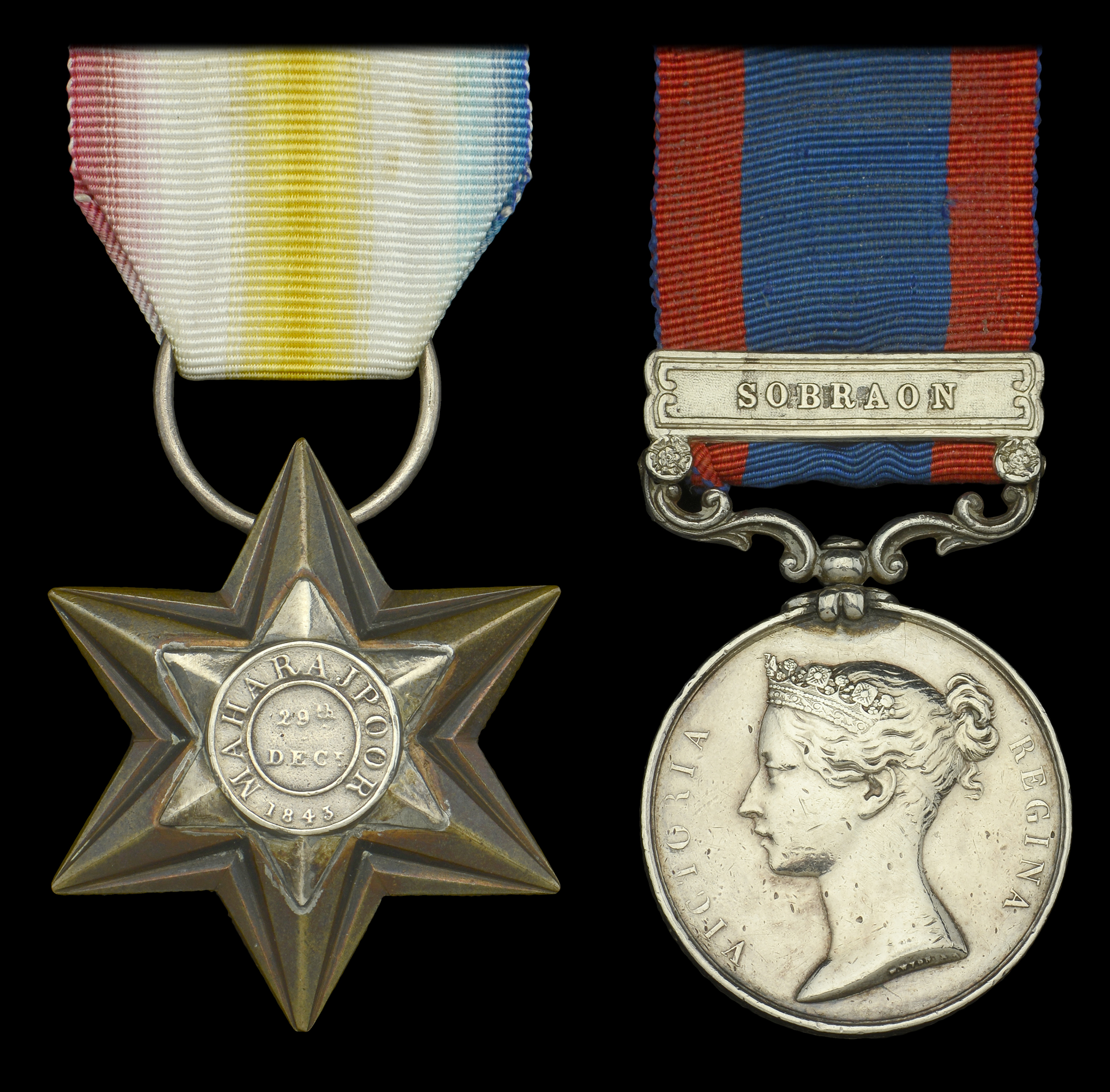 Pair: Corporal J. Hebden, 16th Lancers Maharajpoor Star 1843 (Private ...