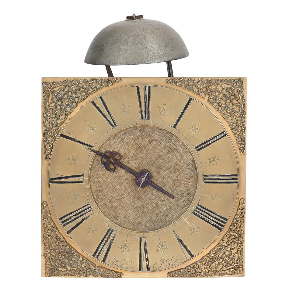 A QUEEN-ANNE THIRTY-HOUR HOOK-AND-SPIKE WALL CLOCK WITH TEN INCH ...