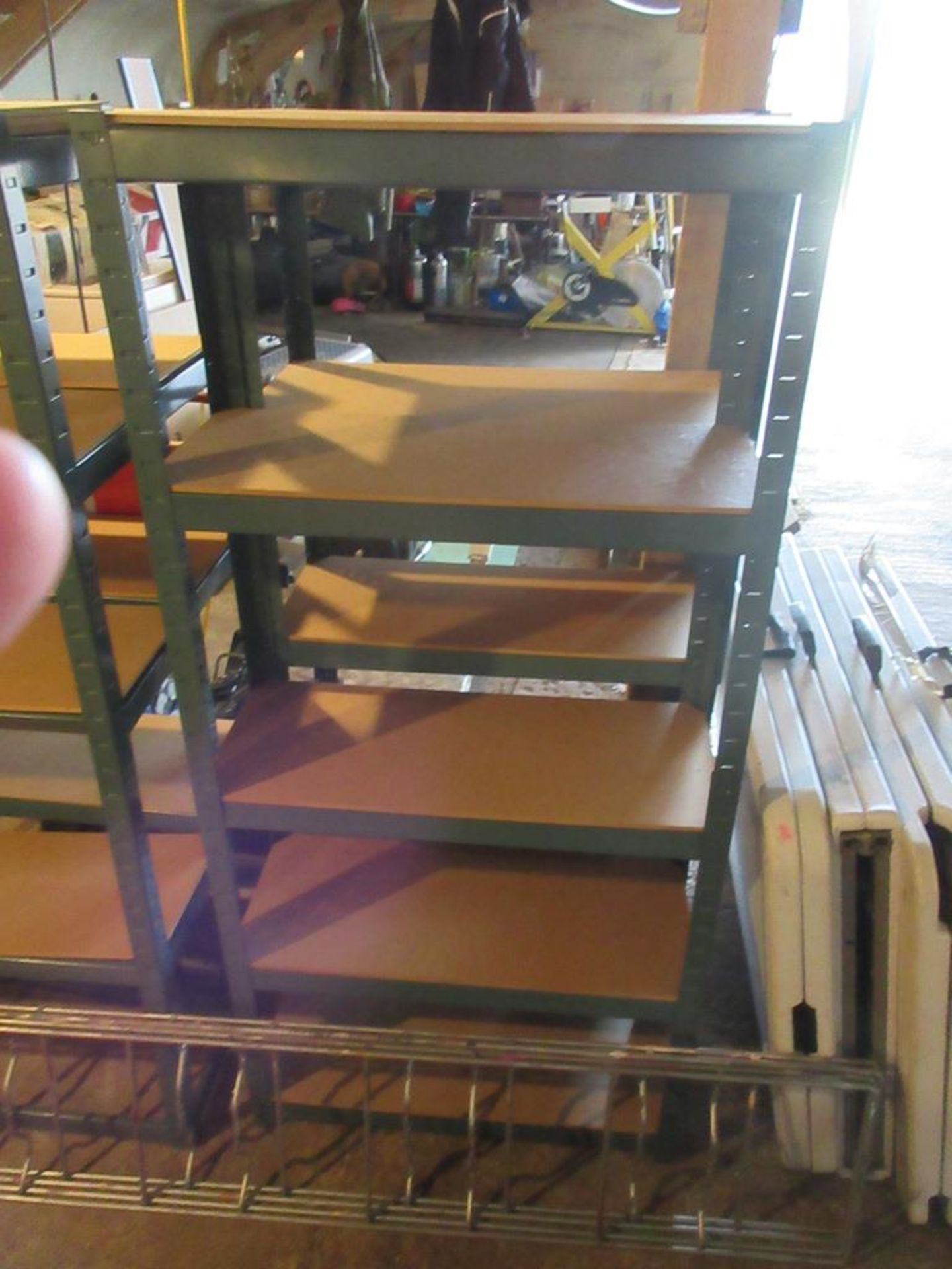 Four bays of boltless stores racking, approx. size: 700mm x 300mm x H: 1.5m