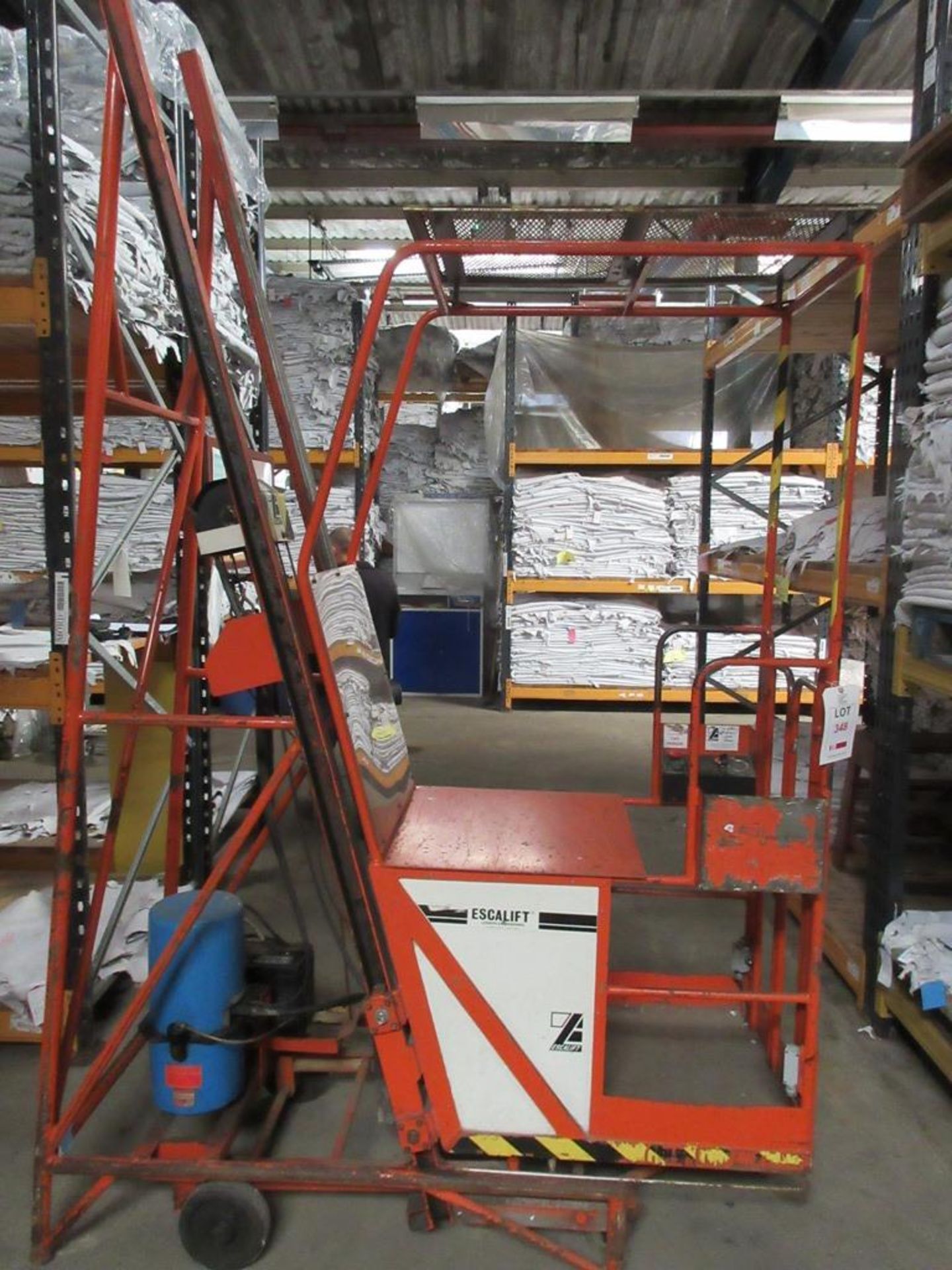 Escalift BEX96 battery operated pedestrian high lift picker, serial no ...
