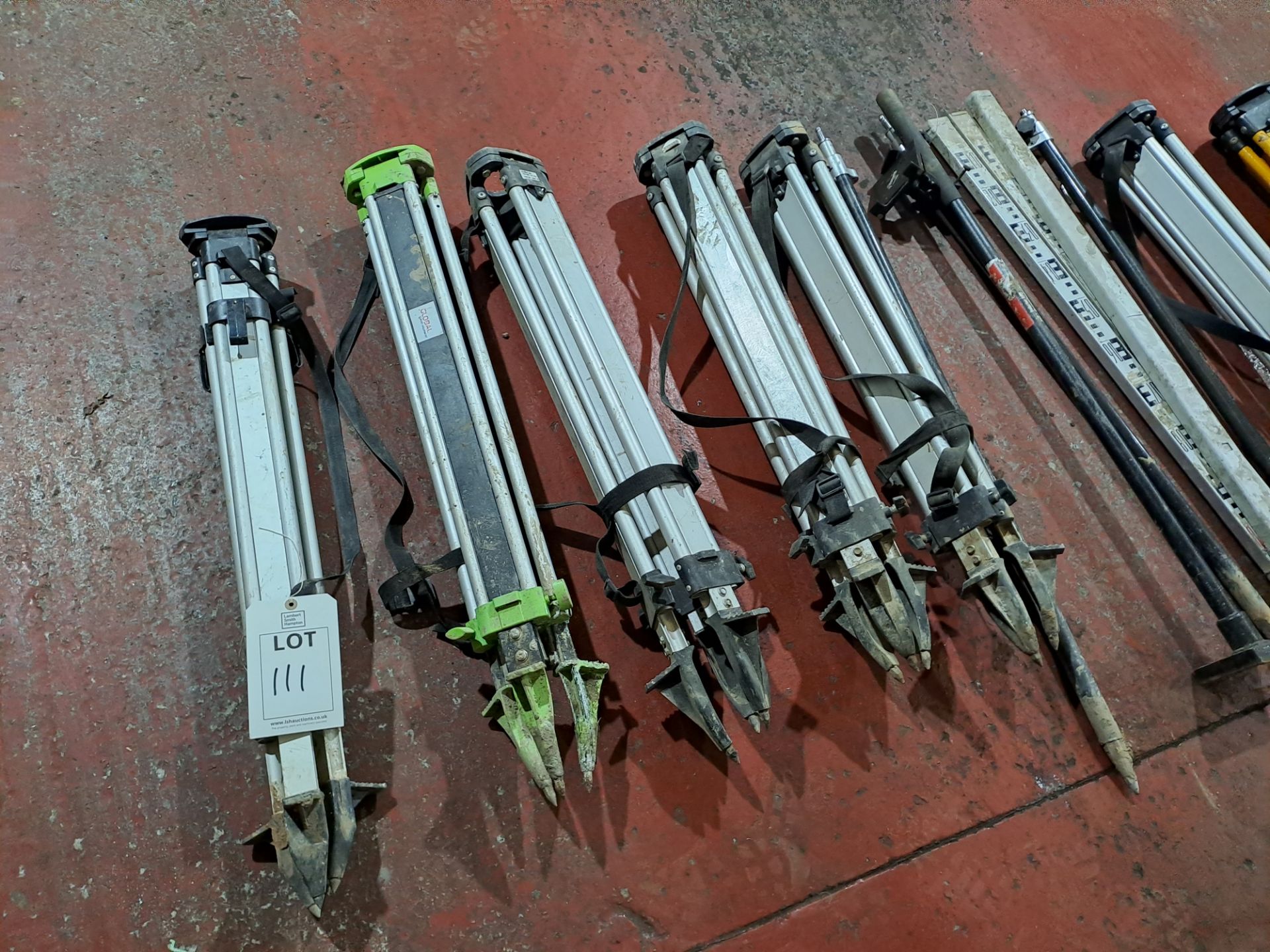 Quantity of surveyors tools including approx. 9 x tripods, telescopic ...