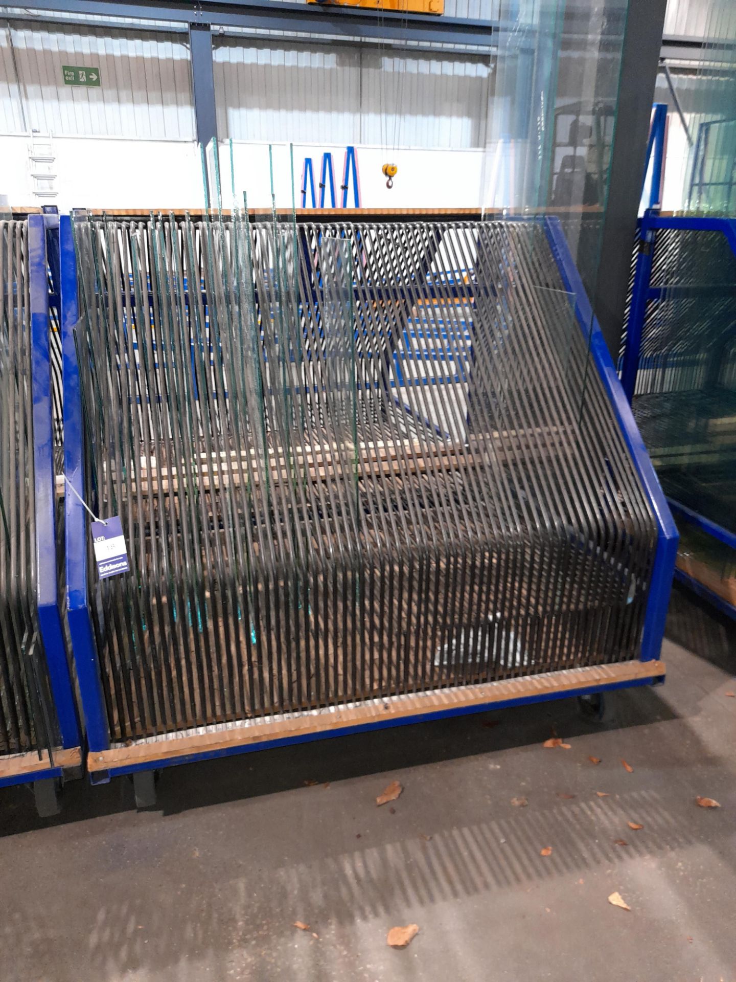 2 x Mobile glass sheet stock trolleys, with contents (Buyer must ...